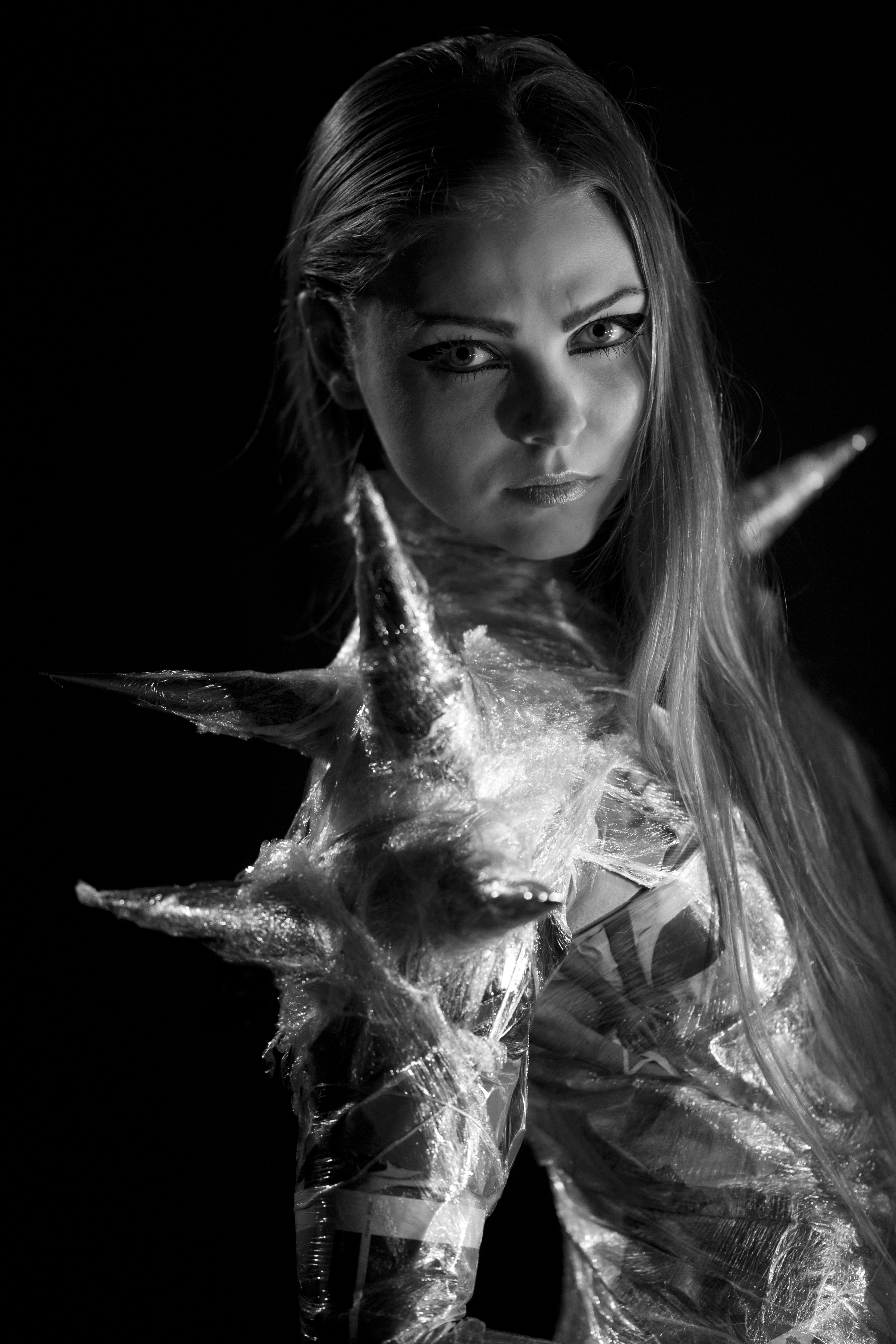 Icebound Gaze: Portrait Wrapped in Crystal Ice