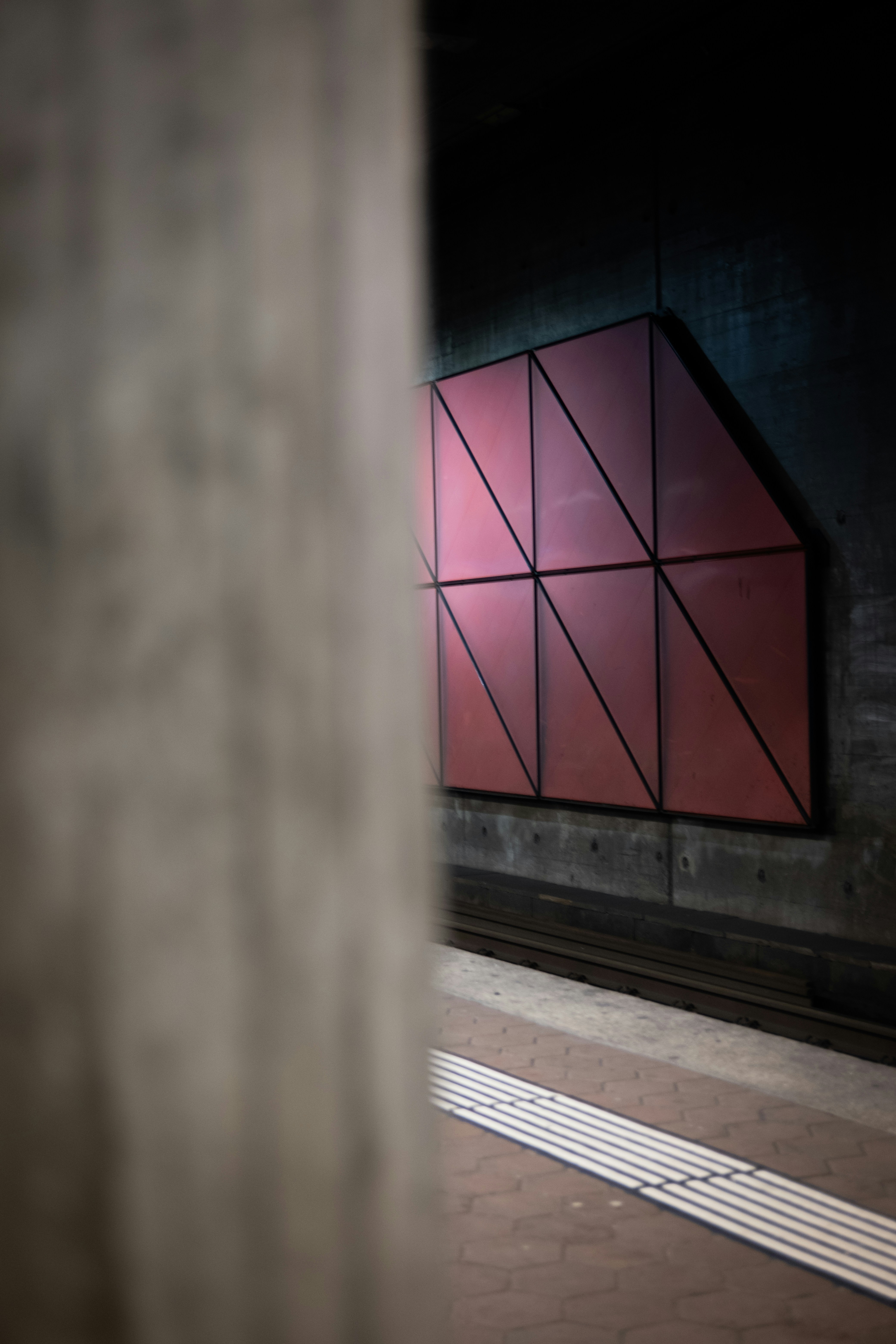 Red Triangle Wall in an Underground Passage
