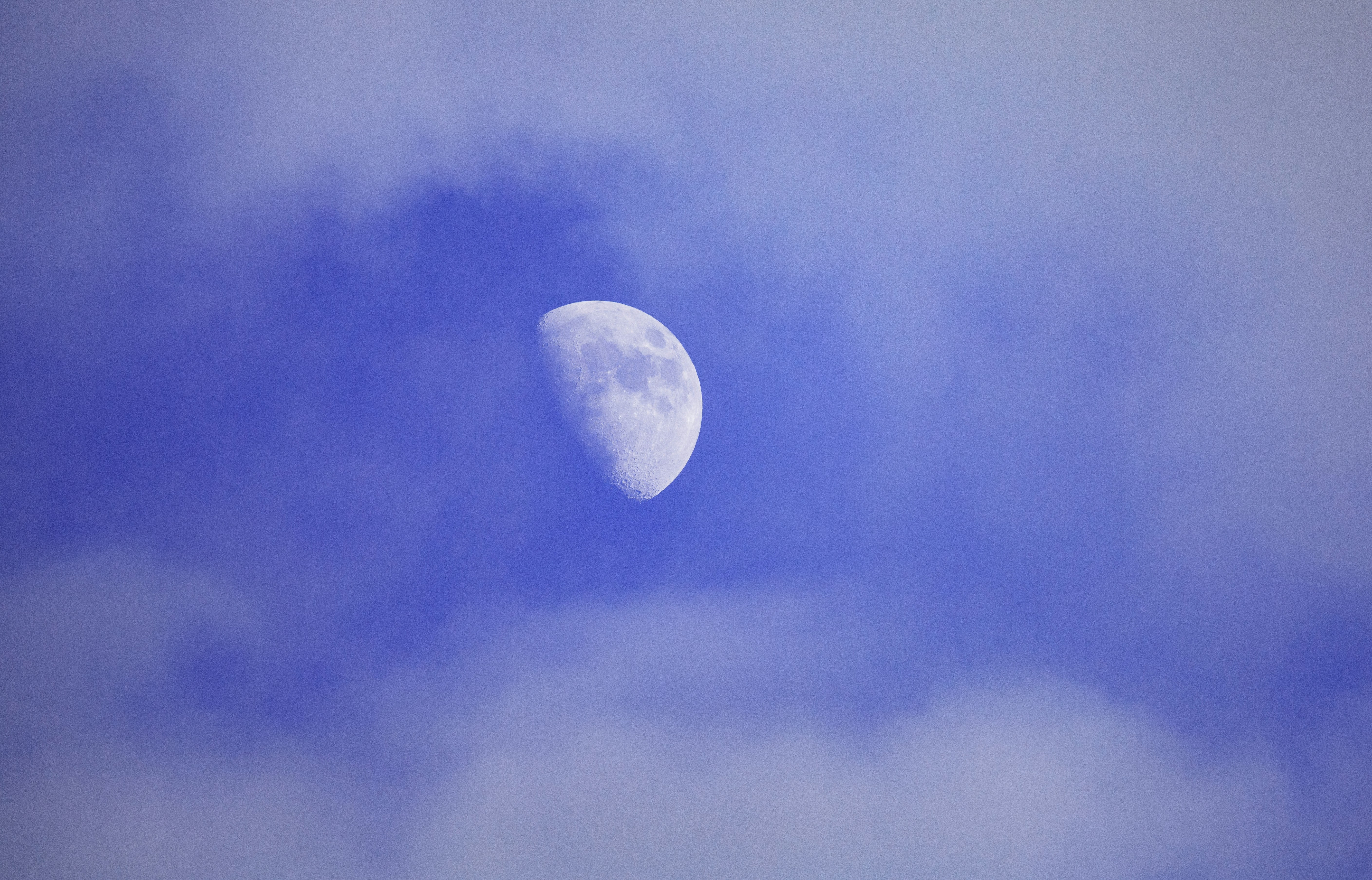 Moonlight Through Cerulean Veil: a Quiet Lunar Moment