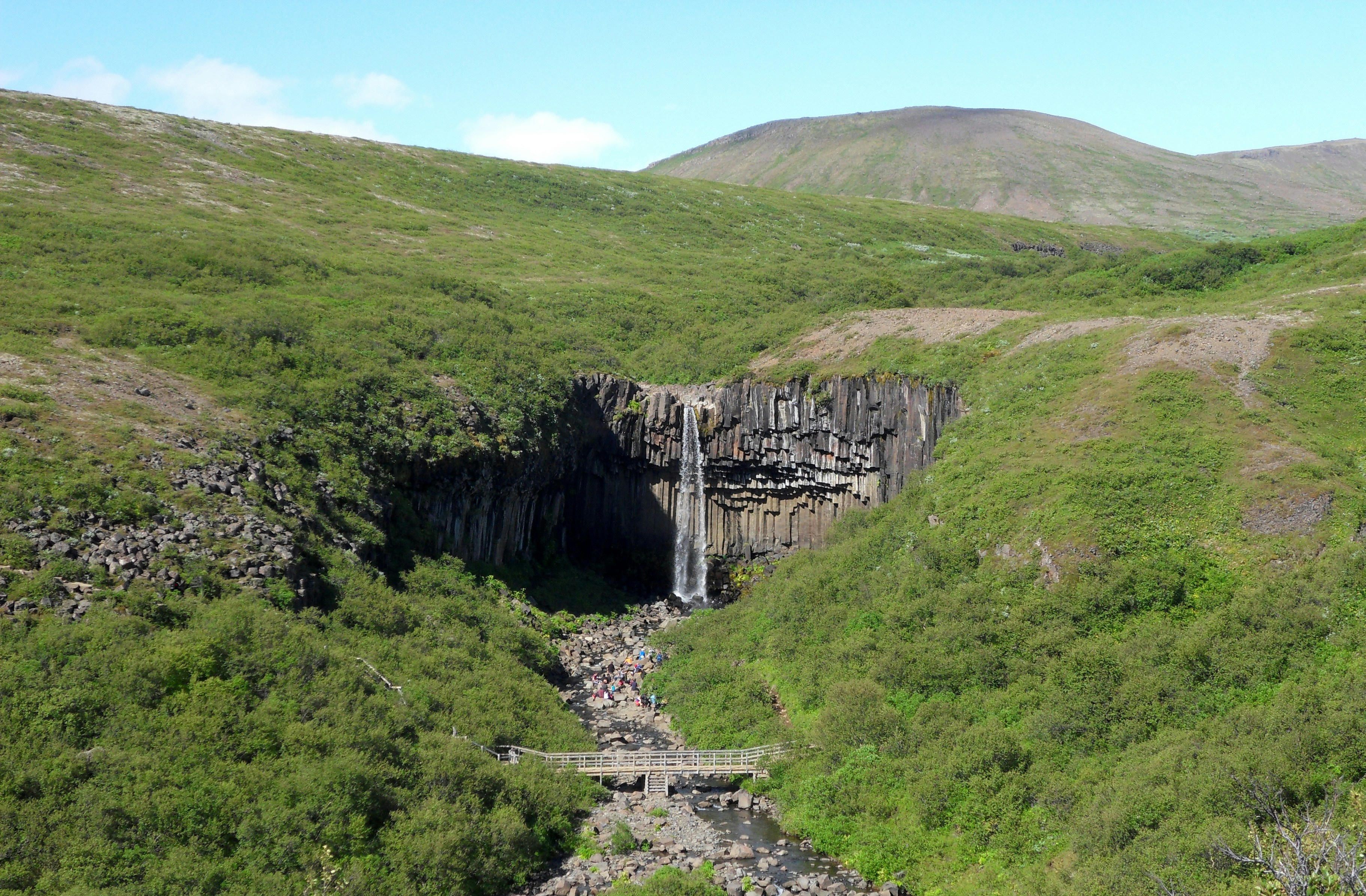 Basalt Gorge Cascade: A Quiet Vertical Reveal in a Green Highlands Valley
