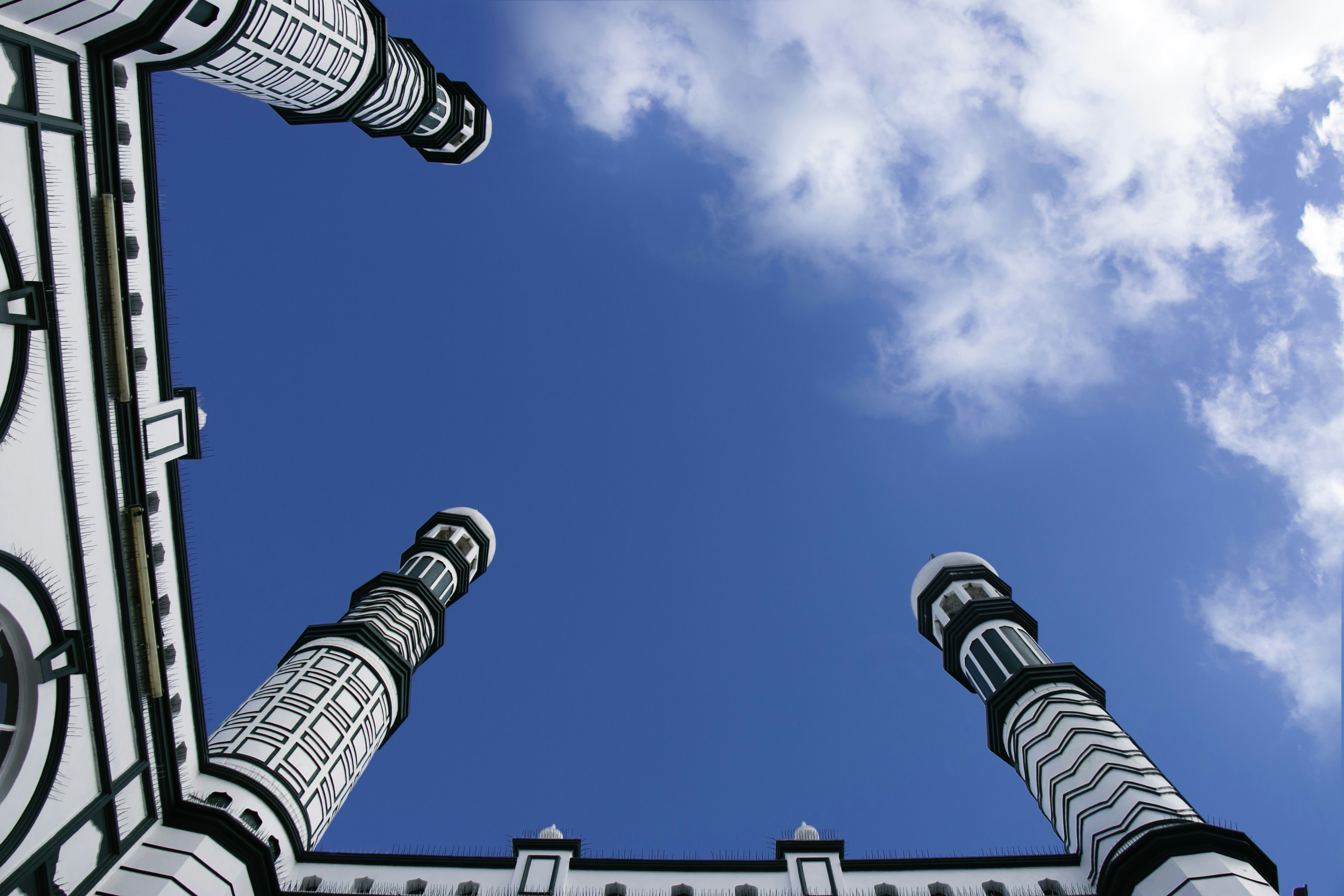 Blue Sky Minarets: Architectural Perspective from Within the Courtyard