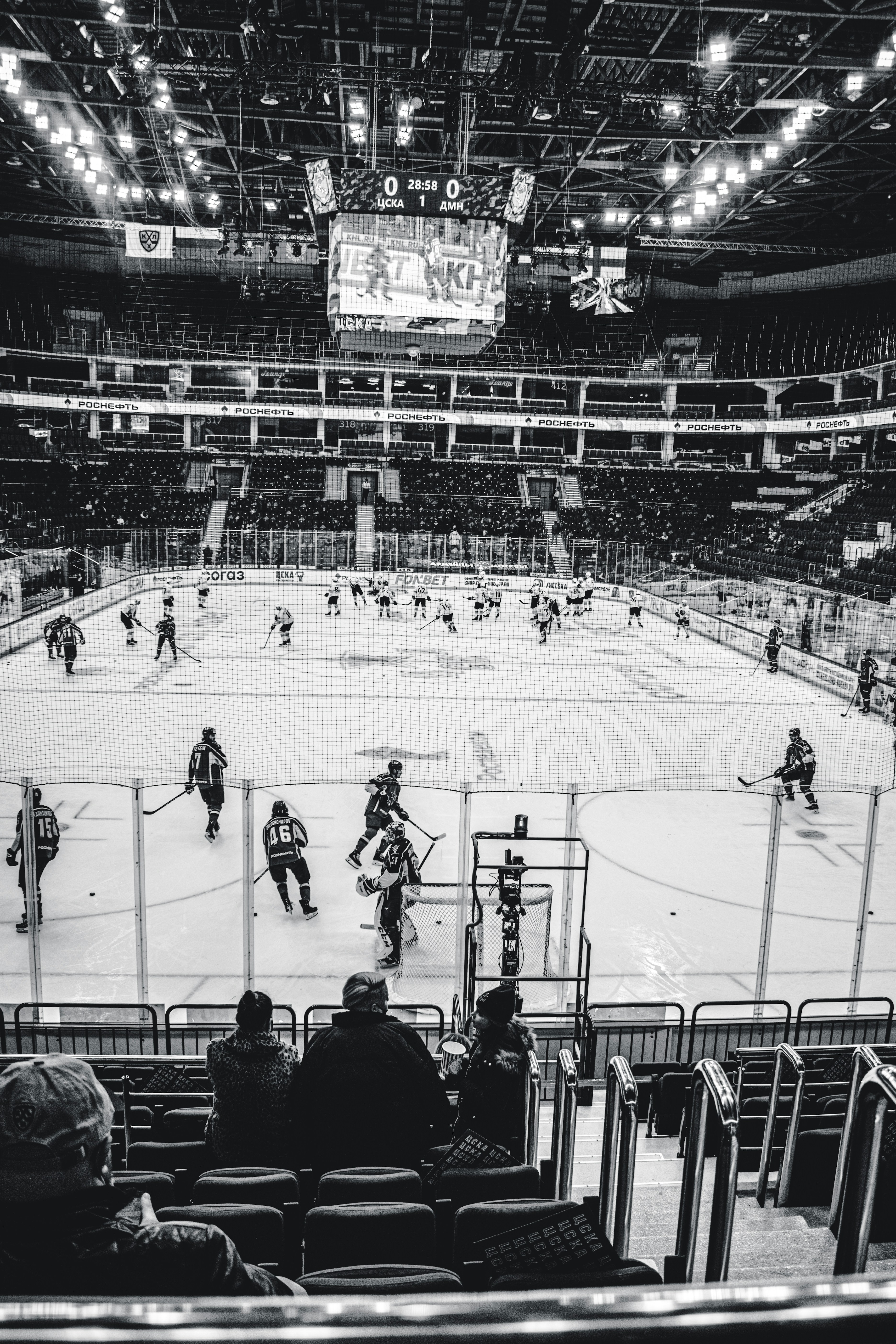 Grayscale photo of people playing ice hockey photo – Free Grey Image on ...