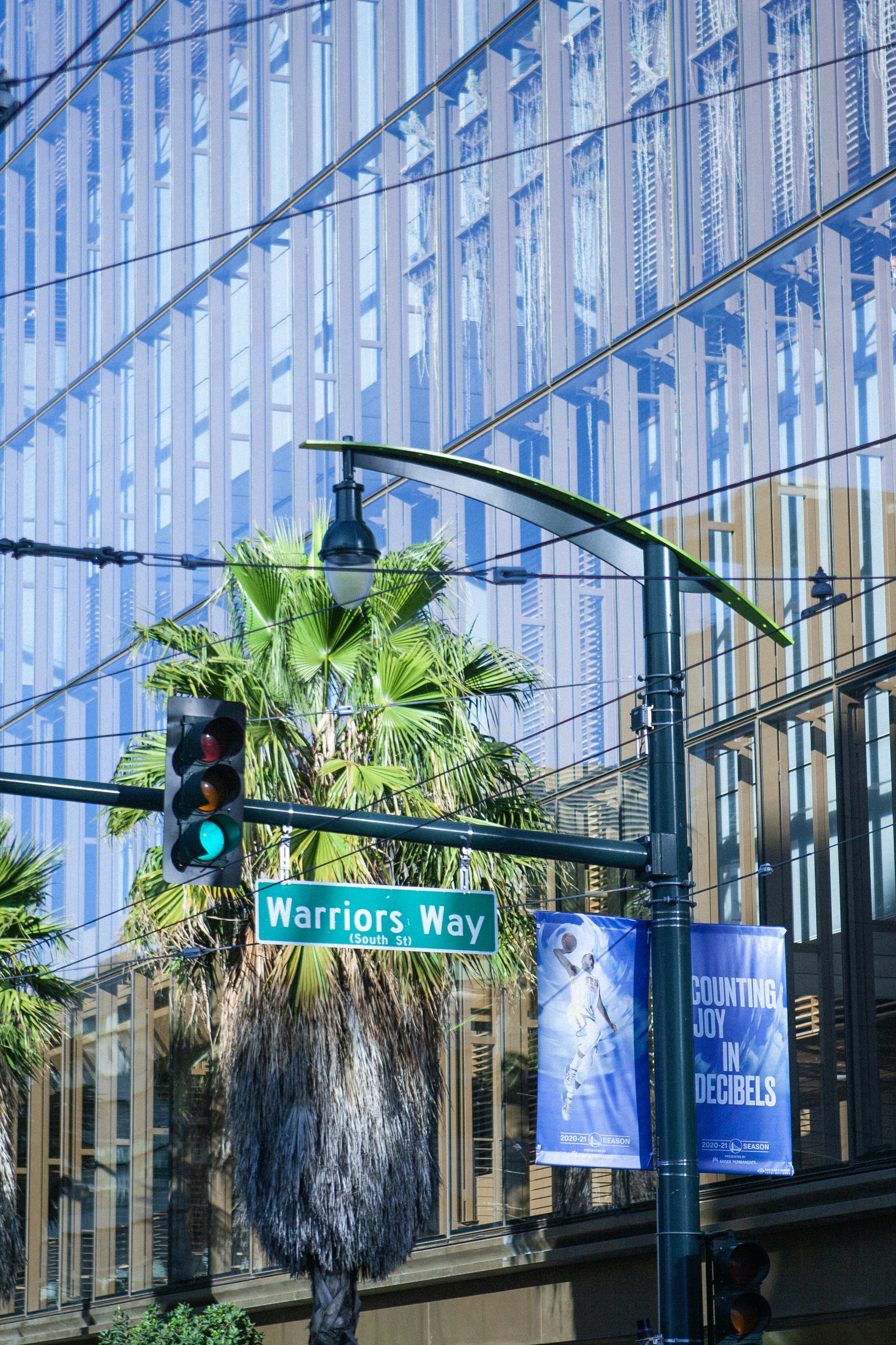 Warriors Way at the Blue Glass Facade