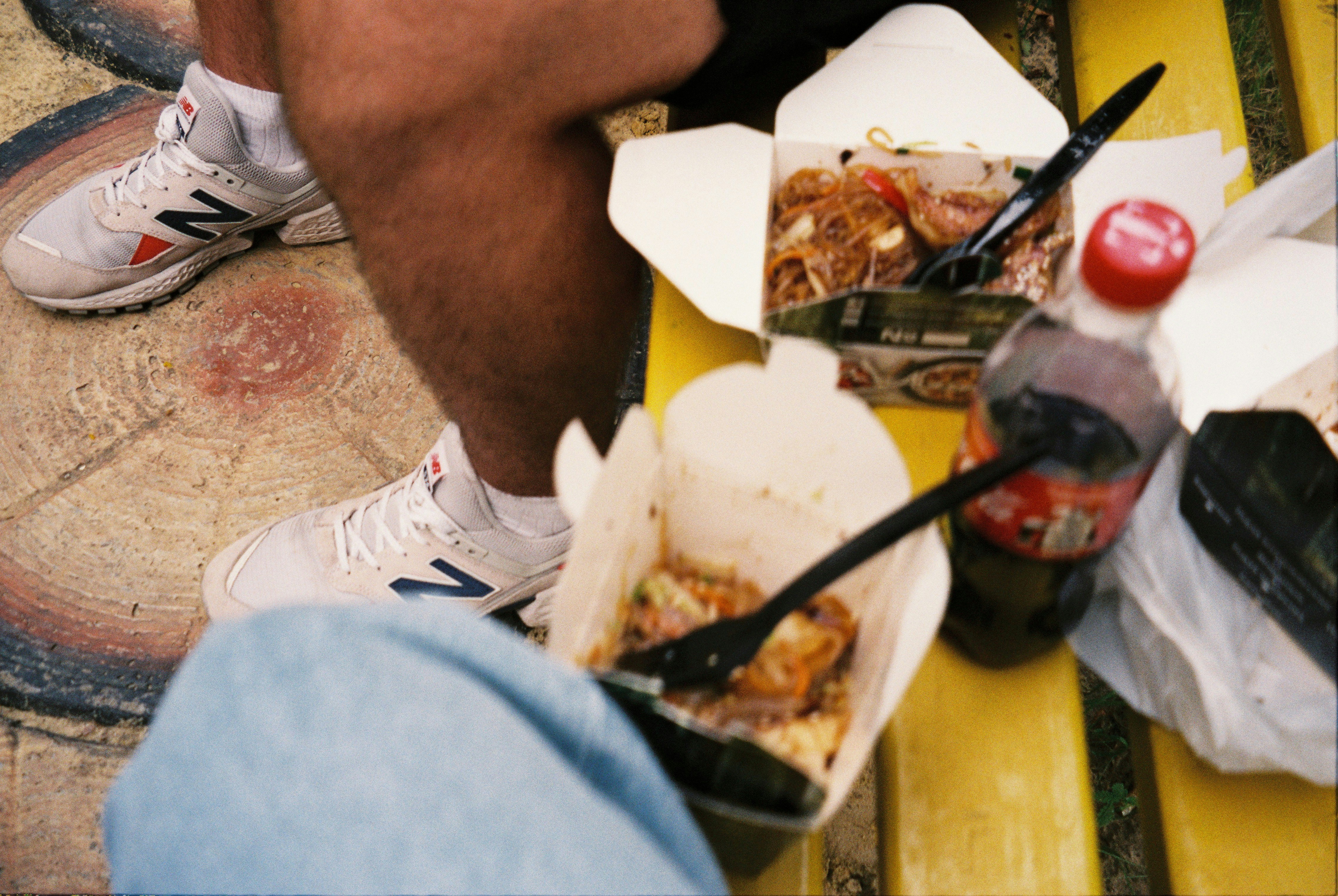 Bright Bench Bites: Street-Food Pause by White-Sneakered Feet