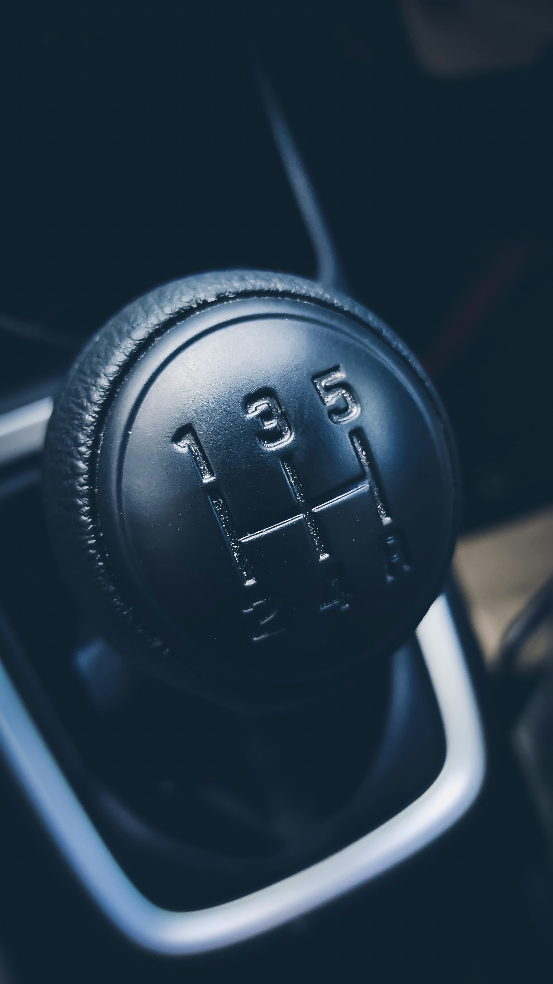Blue-Tinted Macro: The Quiet Geometry of a Manual Gearshift