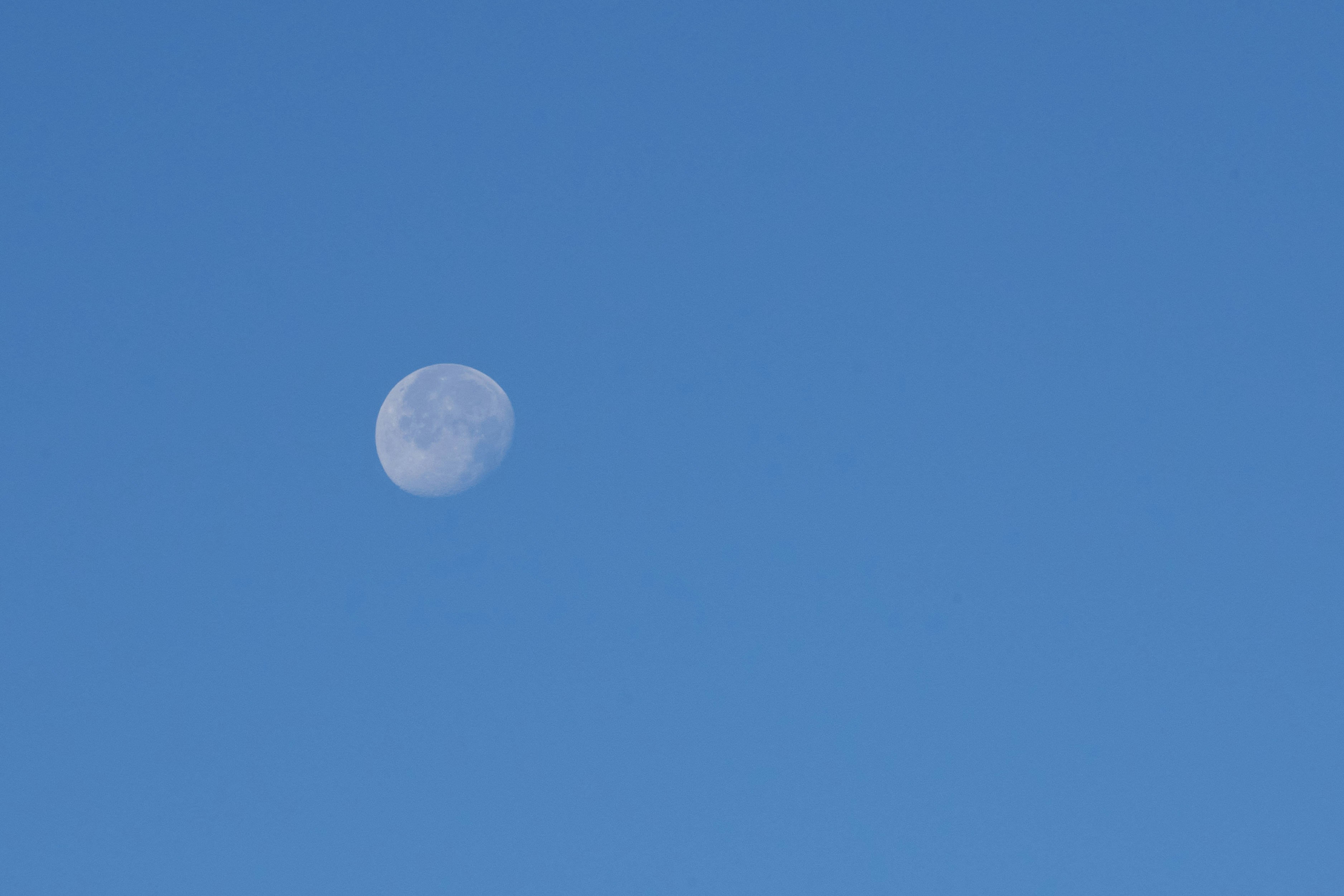 Daytime Moon Adrift in a Pristine Cerulean Sky