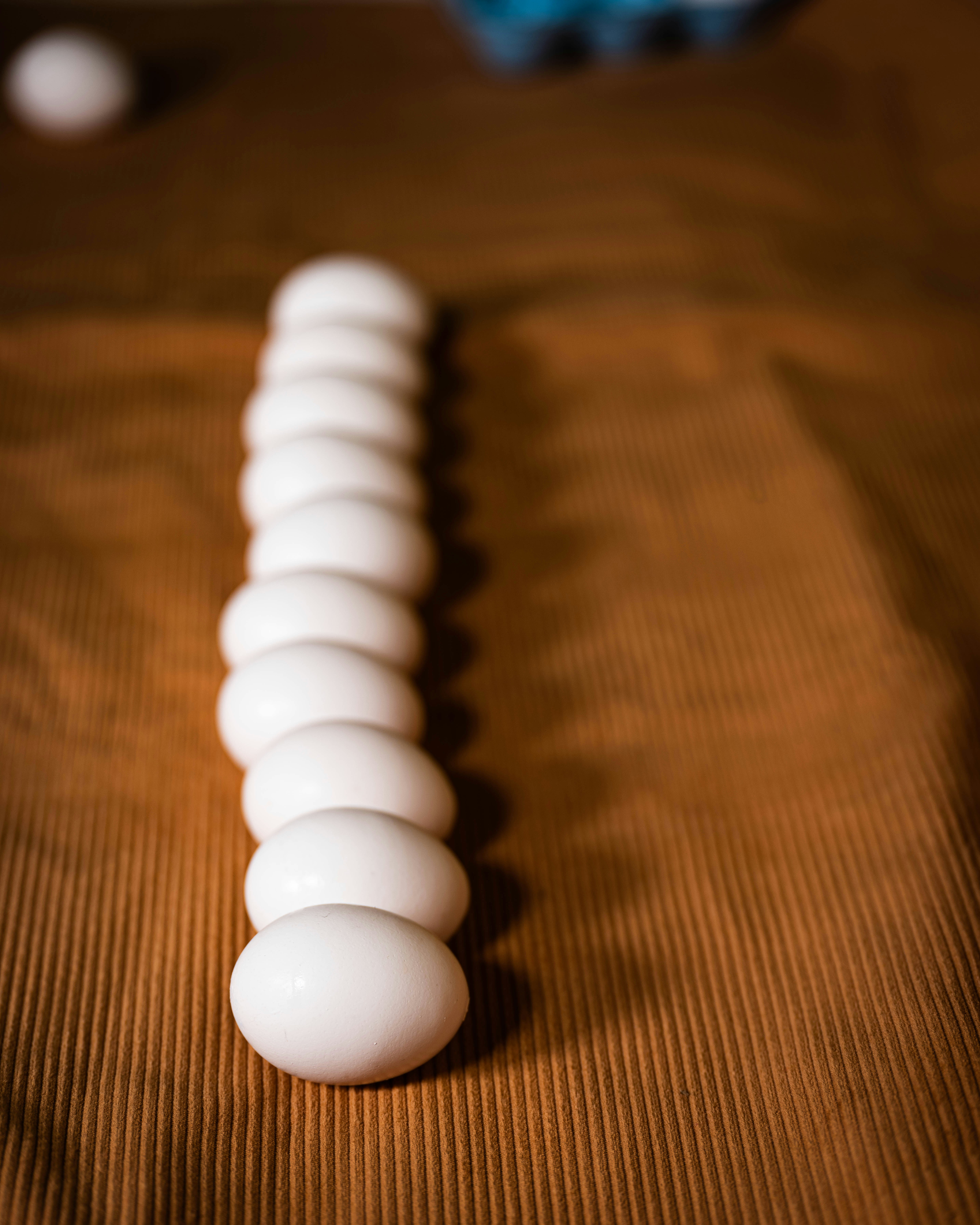 Line of White Eggs: A Quiet Study in Texture and Depth