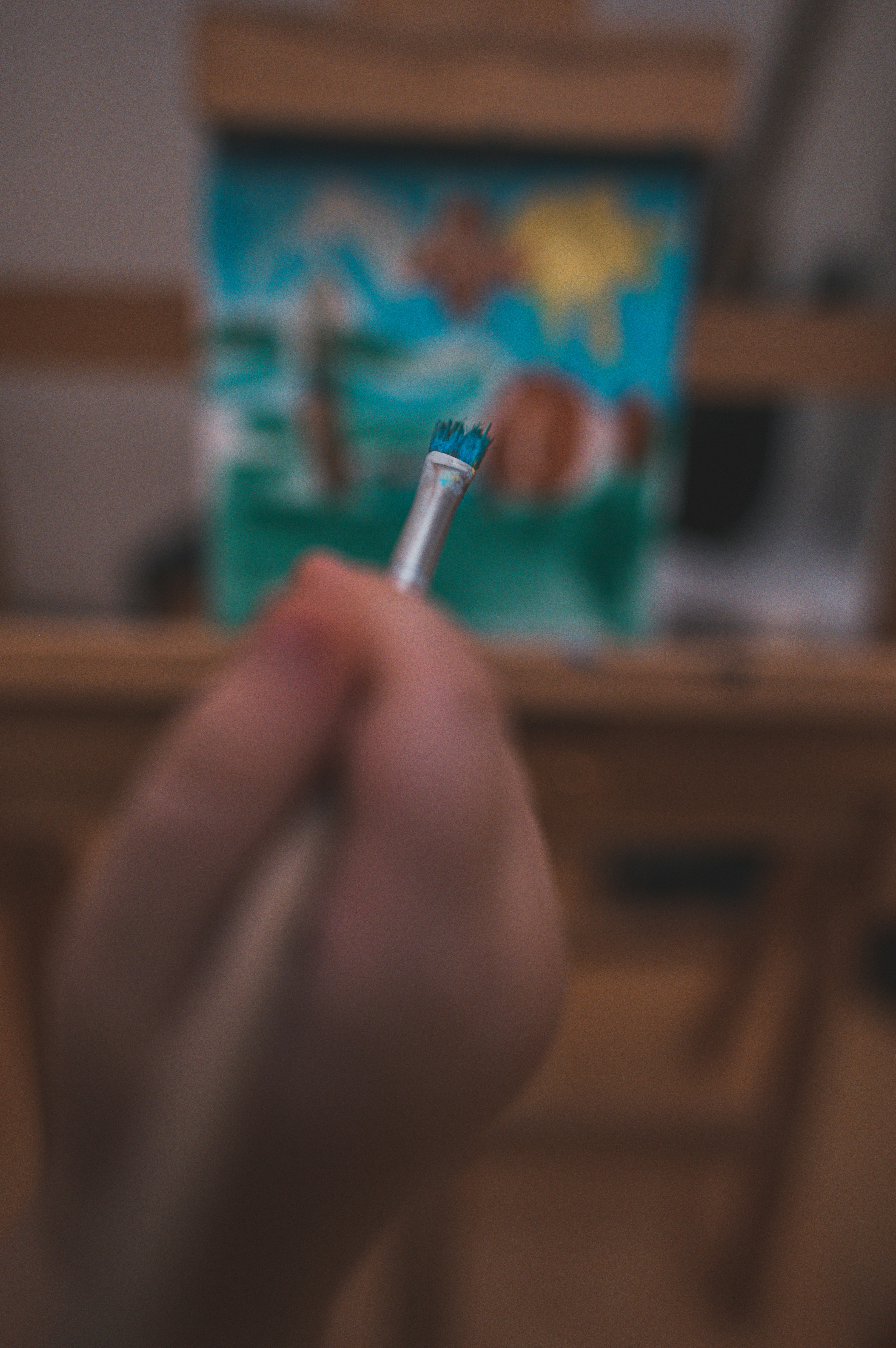 Blue-tipped Brush in a Blur of Color