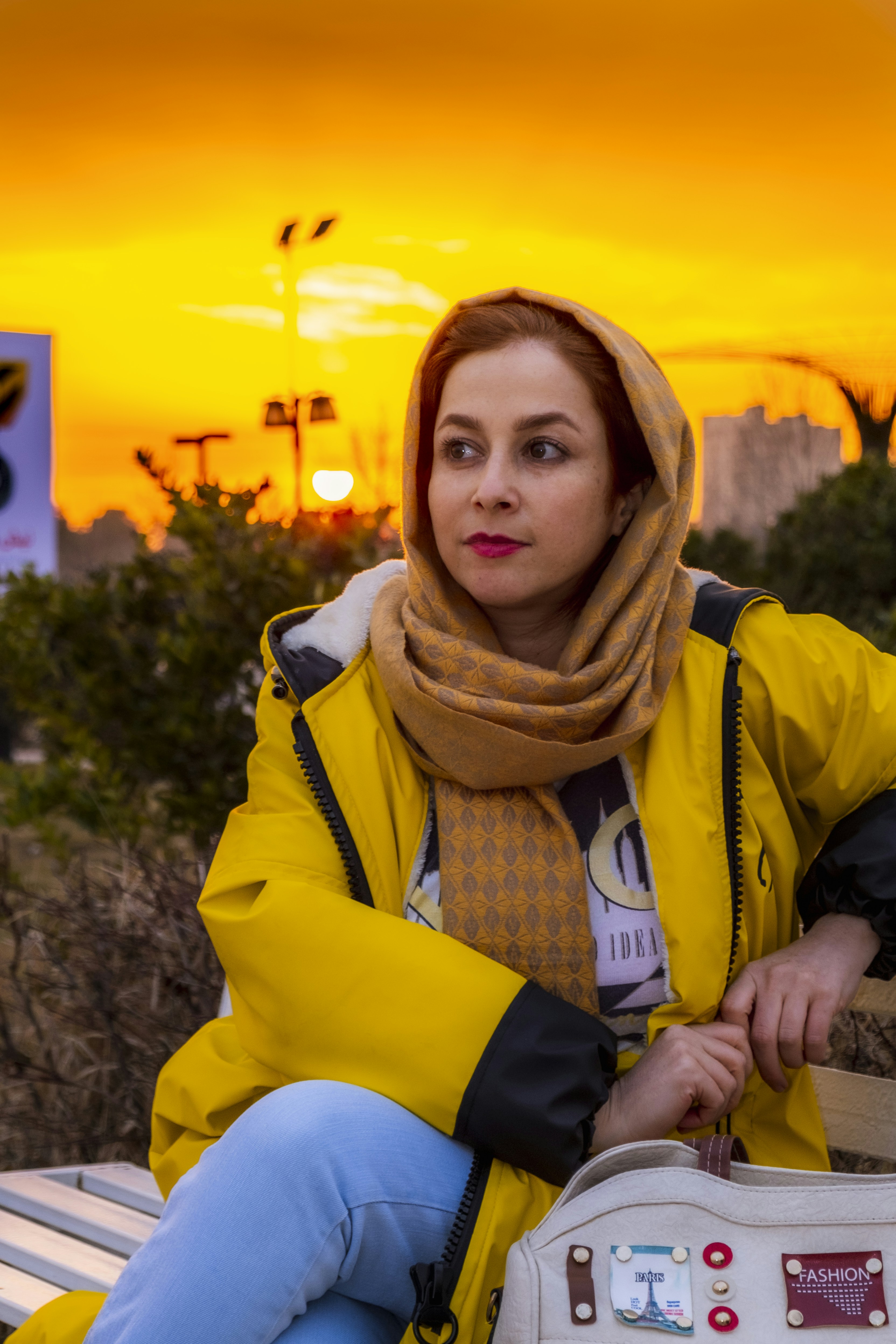 Amber Hour Portrait: Yellow Raincoat in Sunset Light