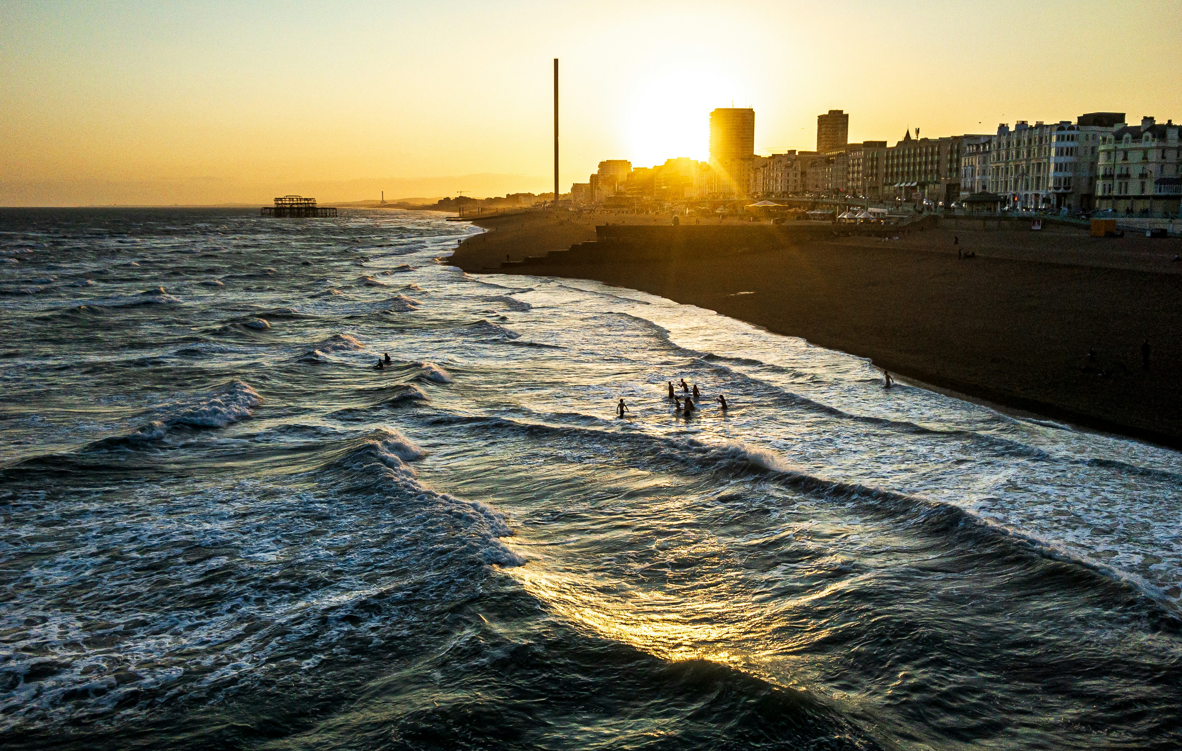 Golden Horizon Over Coastal Waves