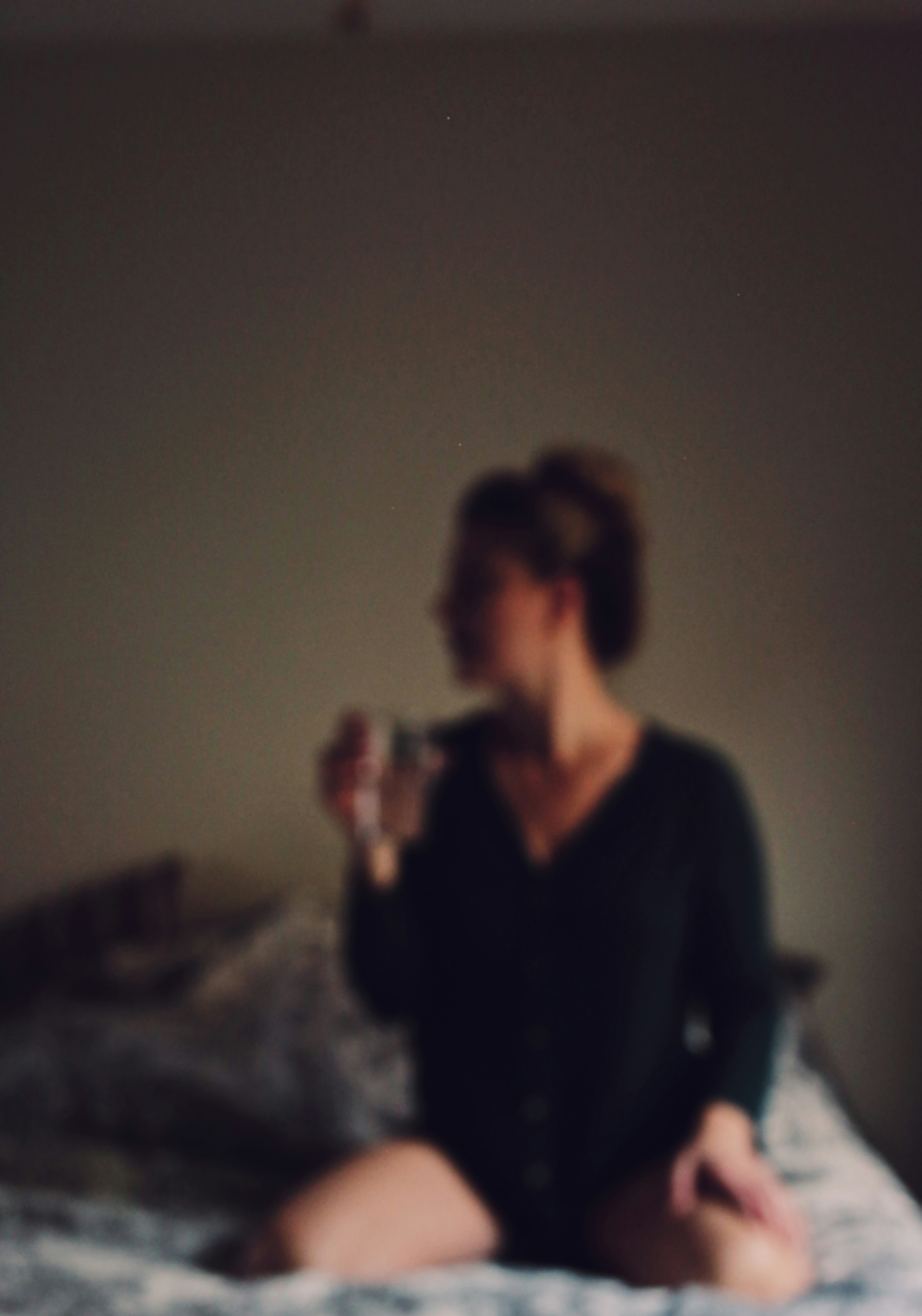 Hazy Silhouette on a Quiet Bedside Evening