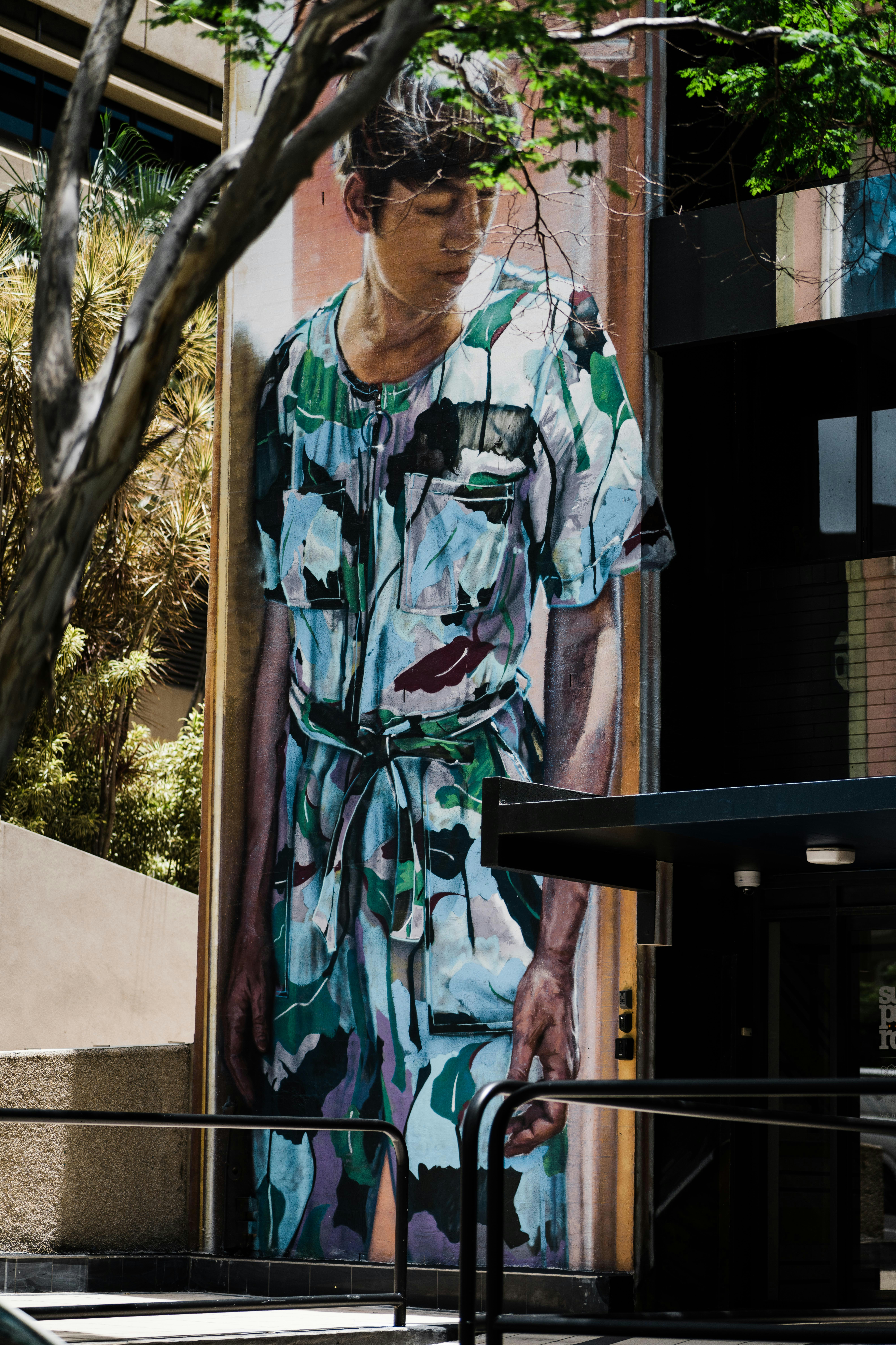 Portrait of a Street Muralist: A Youth in a Painted Kimono-Like Dress
