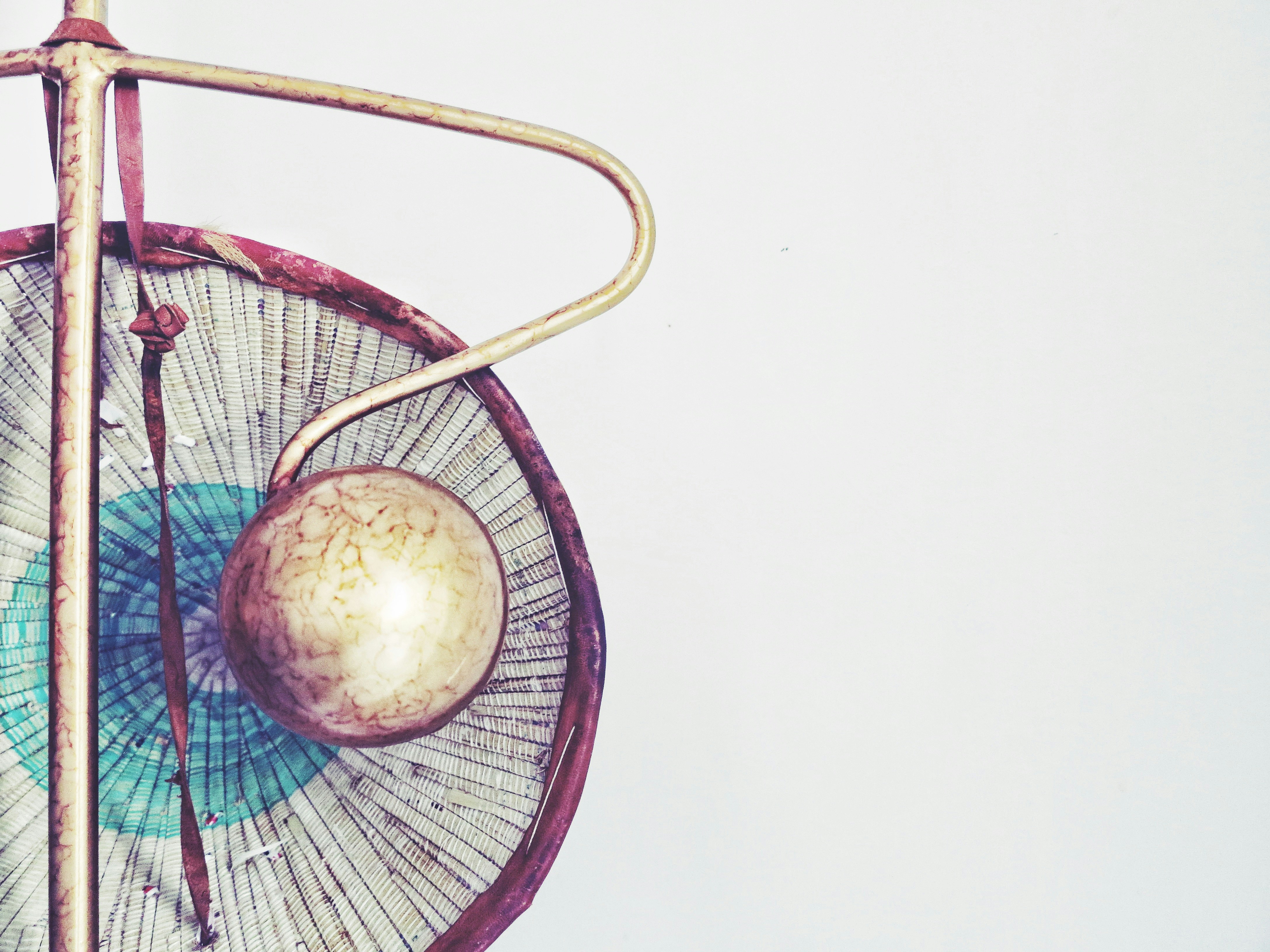 Aged Bicycle Basket and Globe of Light