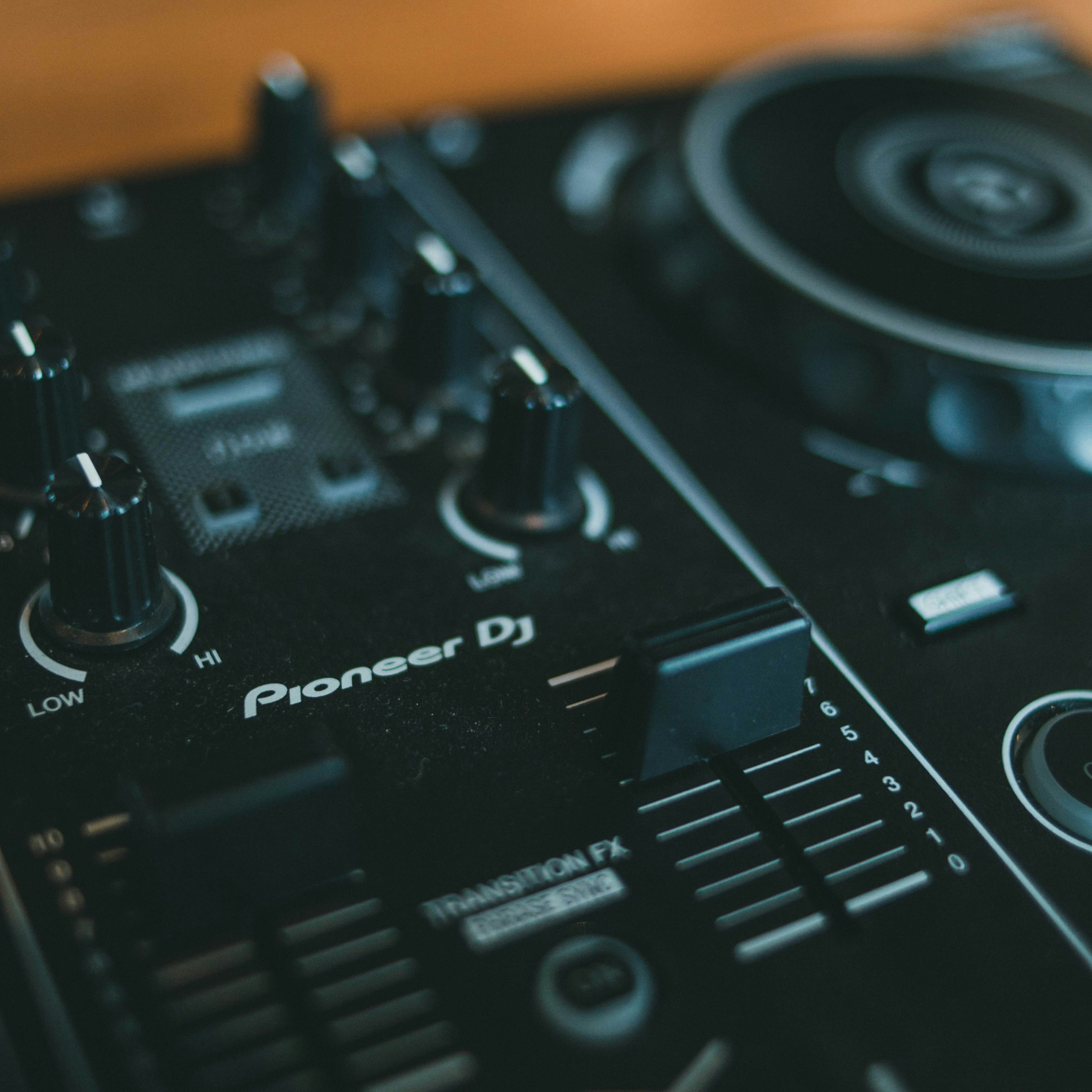 Midnight Mixer: Close-Up on a Pioneer DJ Console’s Knobs and Faders