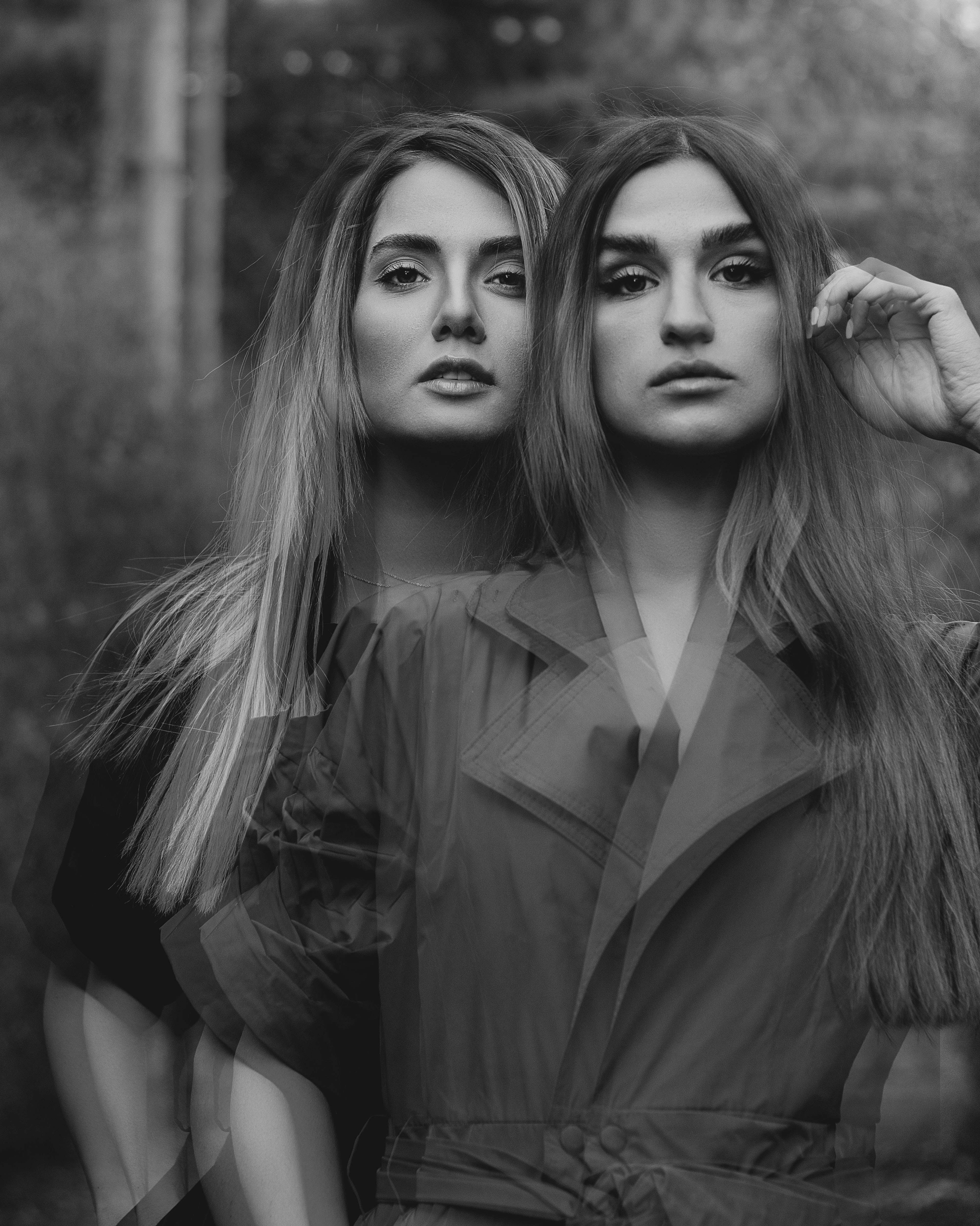 Mirror Muse: Twin Faces in a Studio Veil
