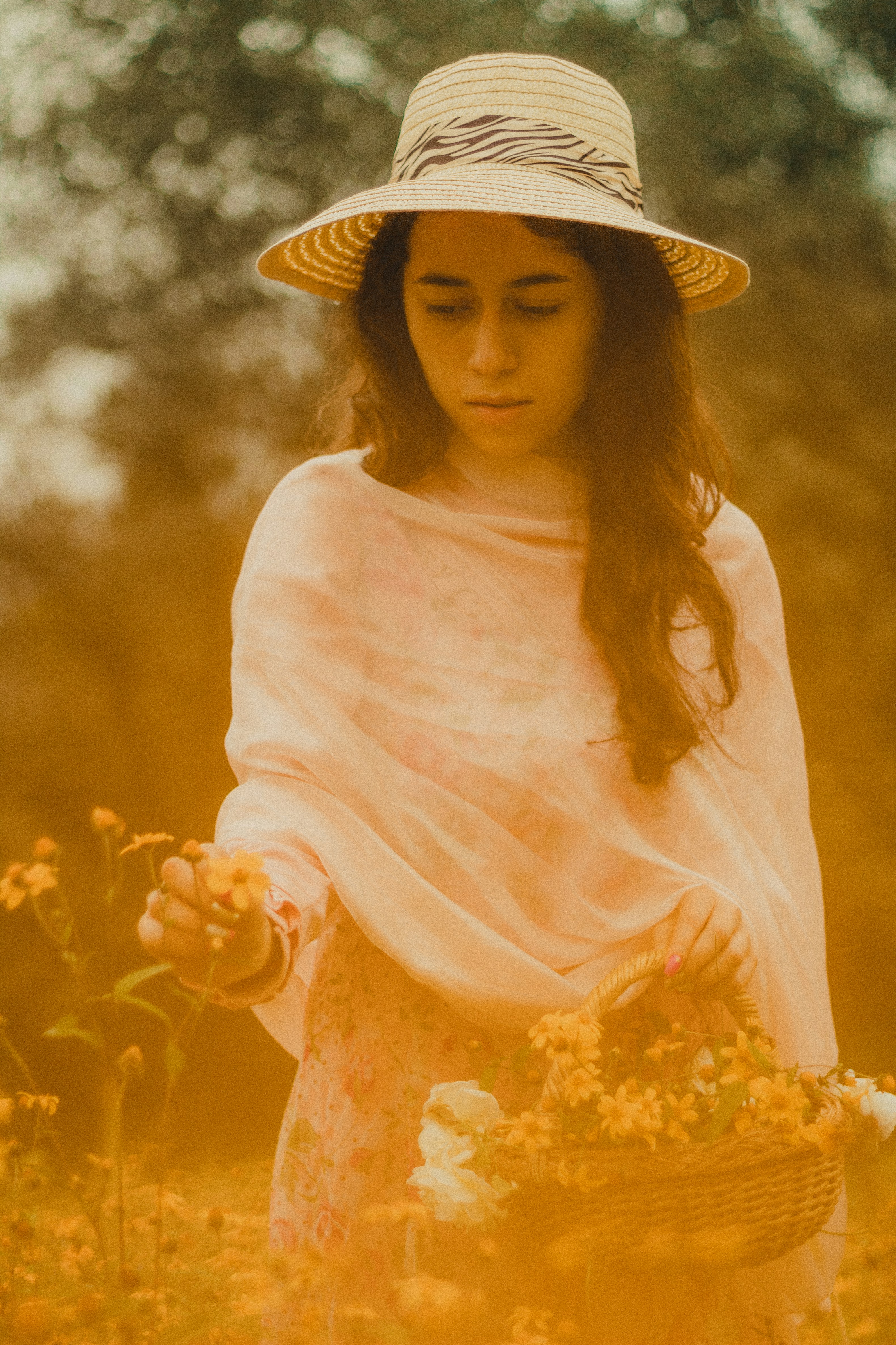 Portrait in Warm Haze: A Quiet Moment in the Garden