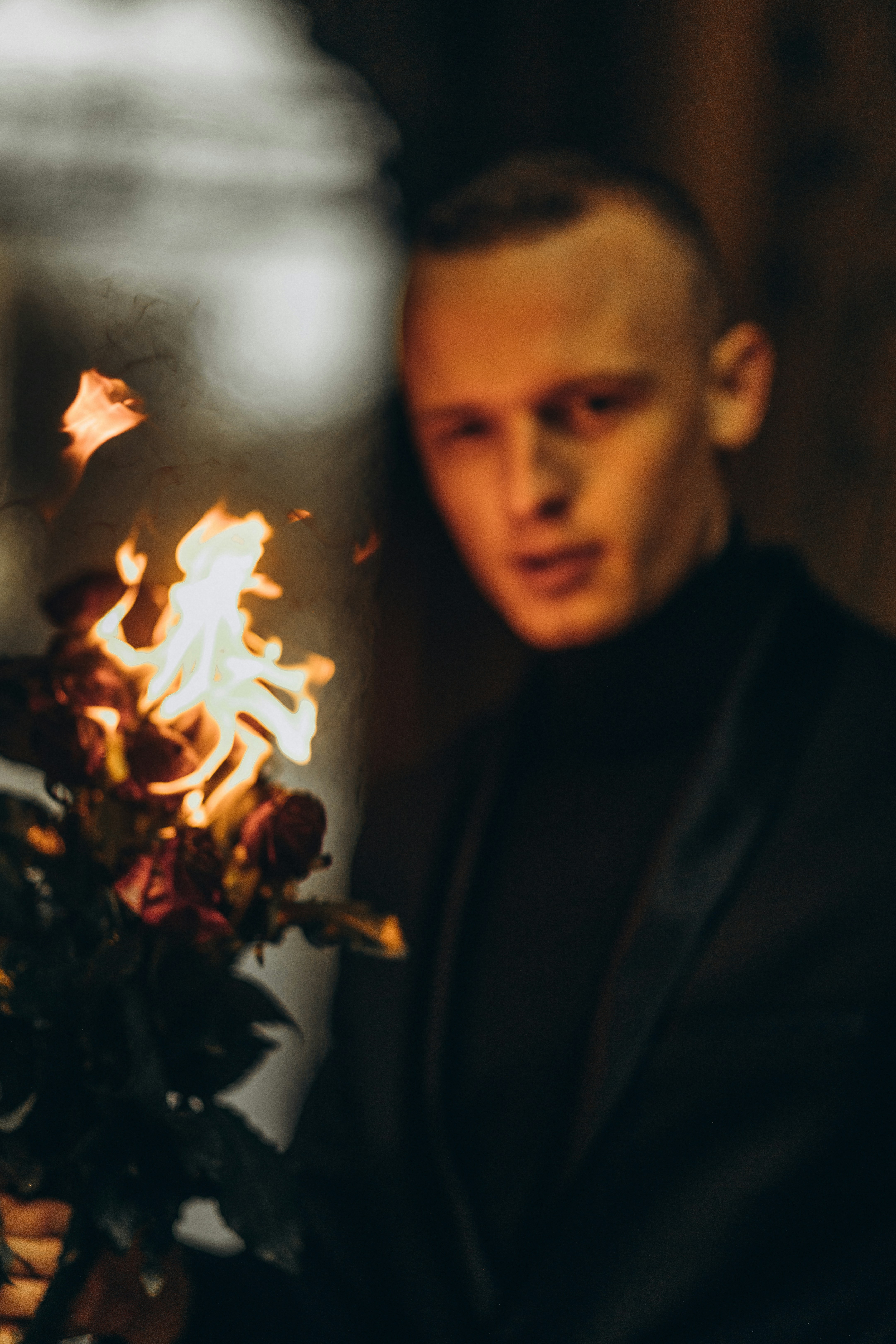Firelight Reverie: A Quiet Portrait in Flames