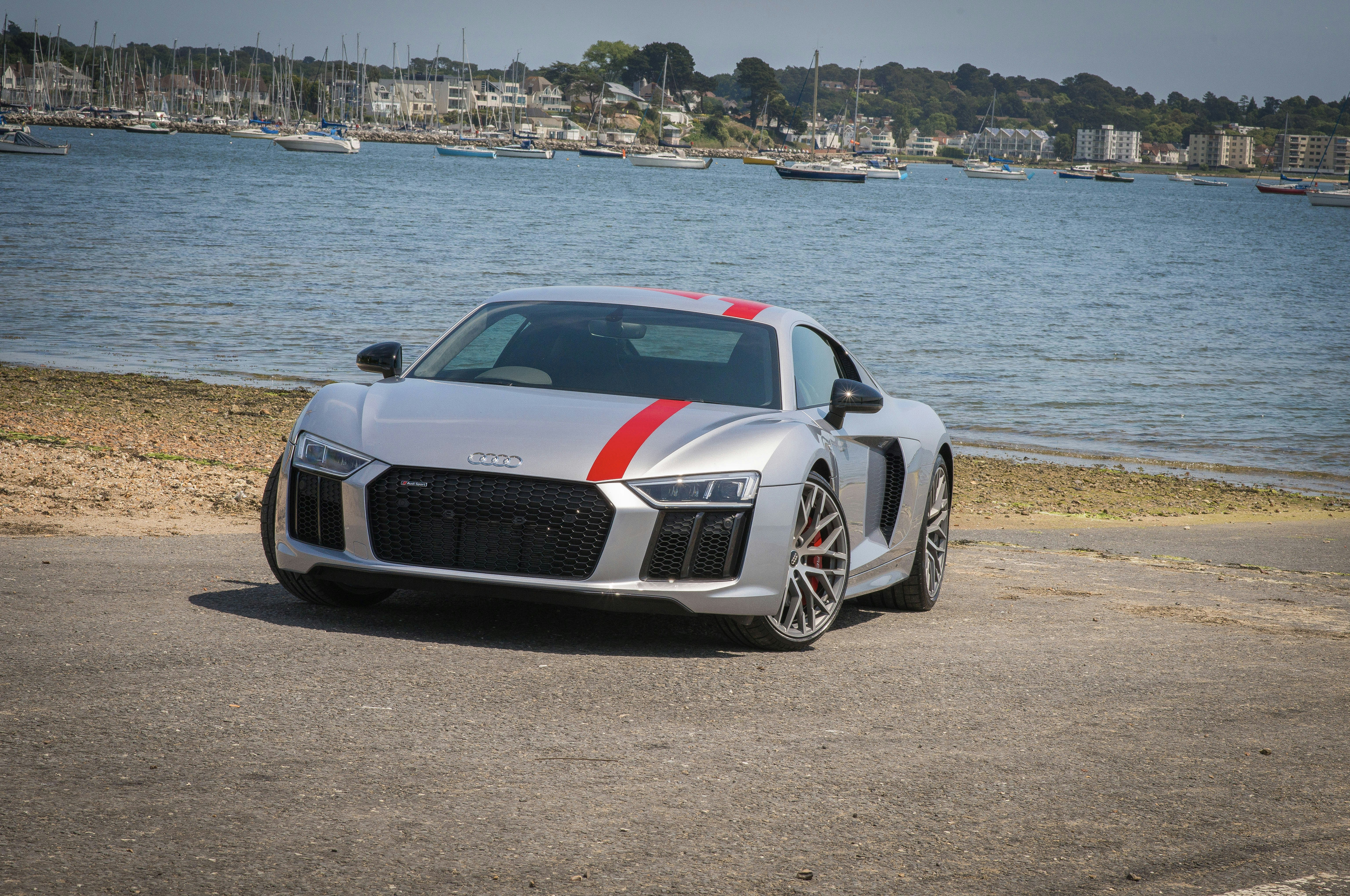 White audi r 8 parked on seashore during daytime photo – Free Audi r8 ...