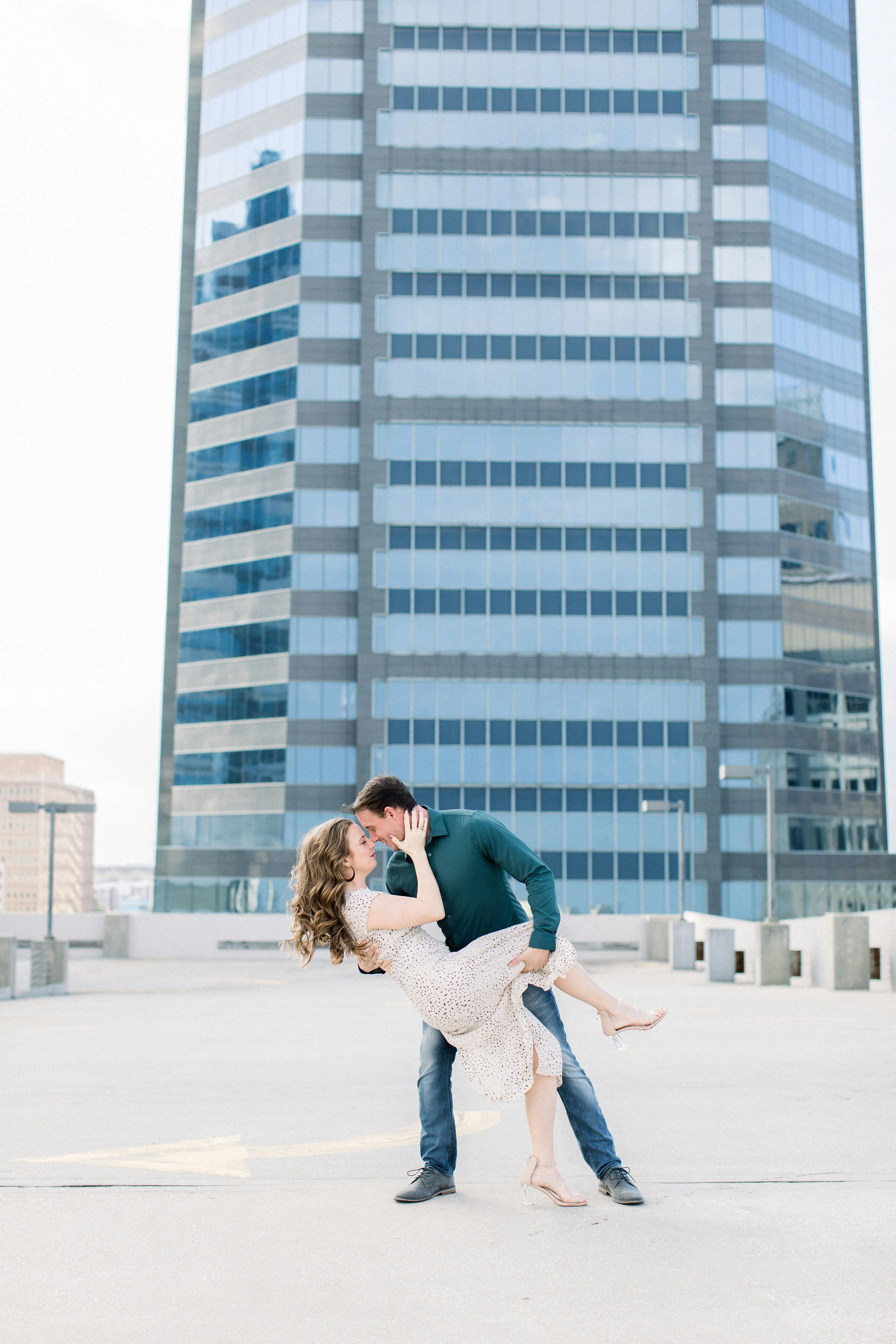 Rooftop Dip Beneath a Glass Tower