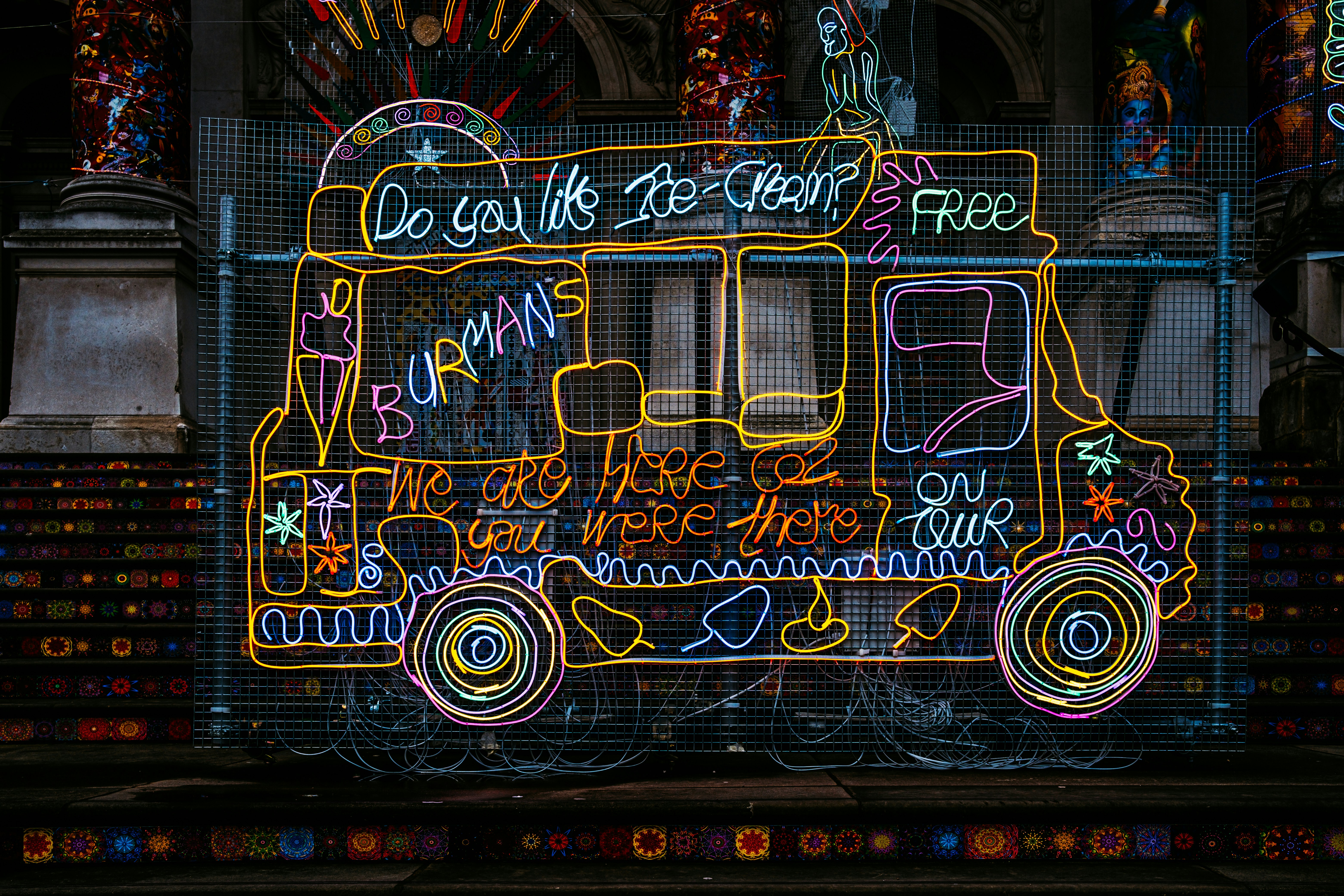 Yellow and red led light signage photo – Free Tate britain (stop m ...