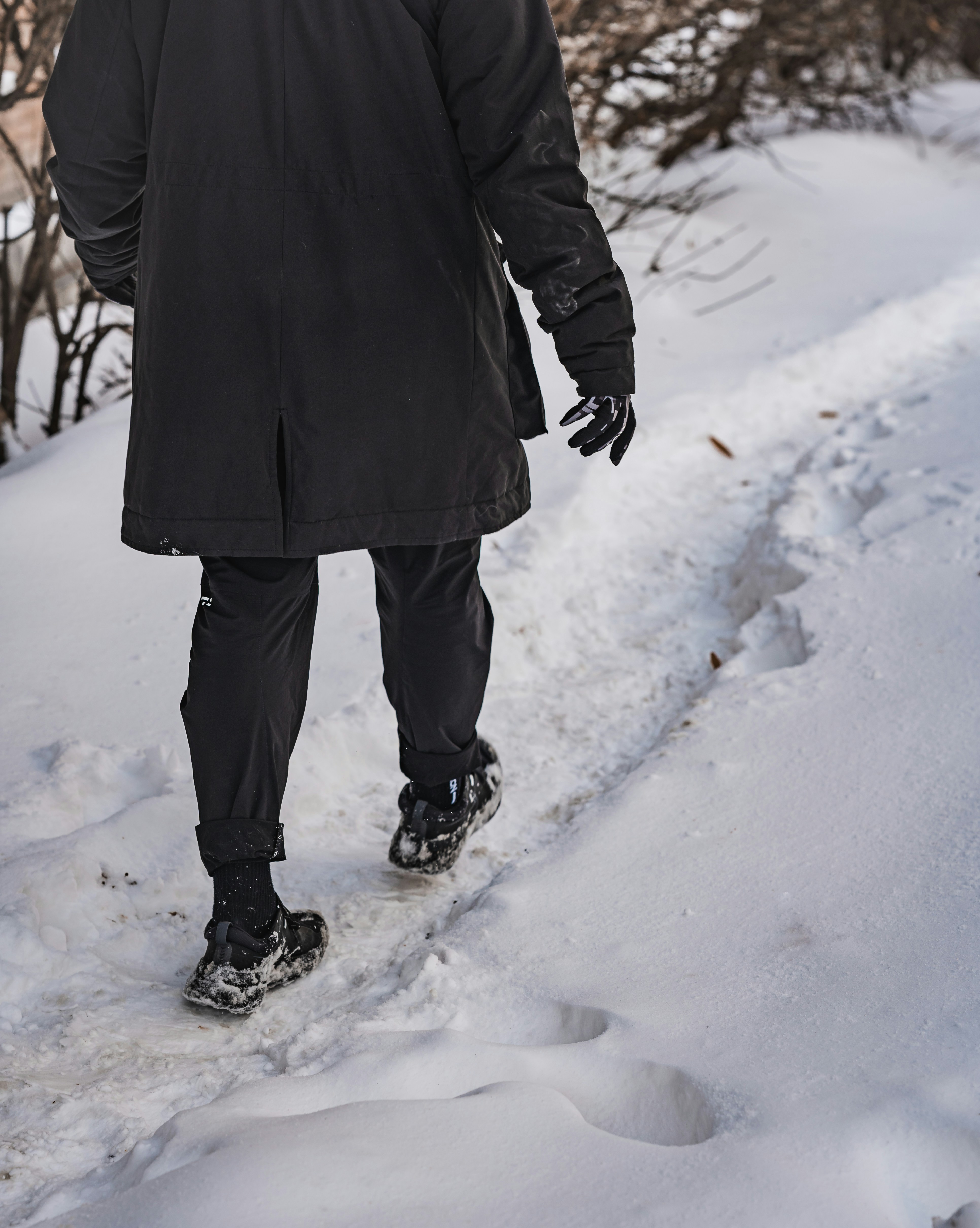 Footsteps on a Quiet Snowbound Path