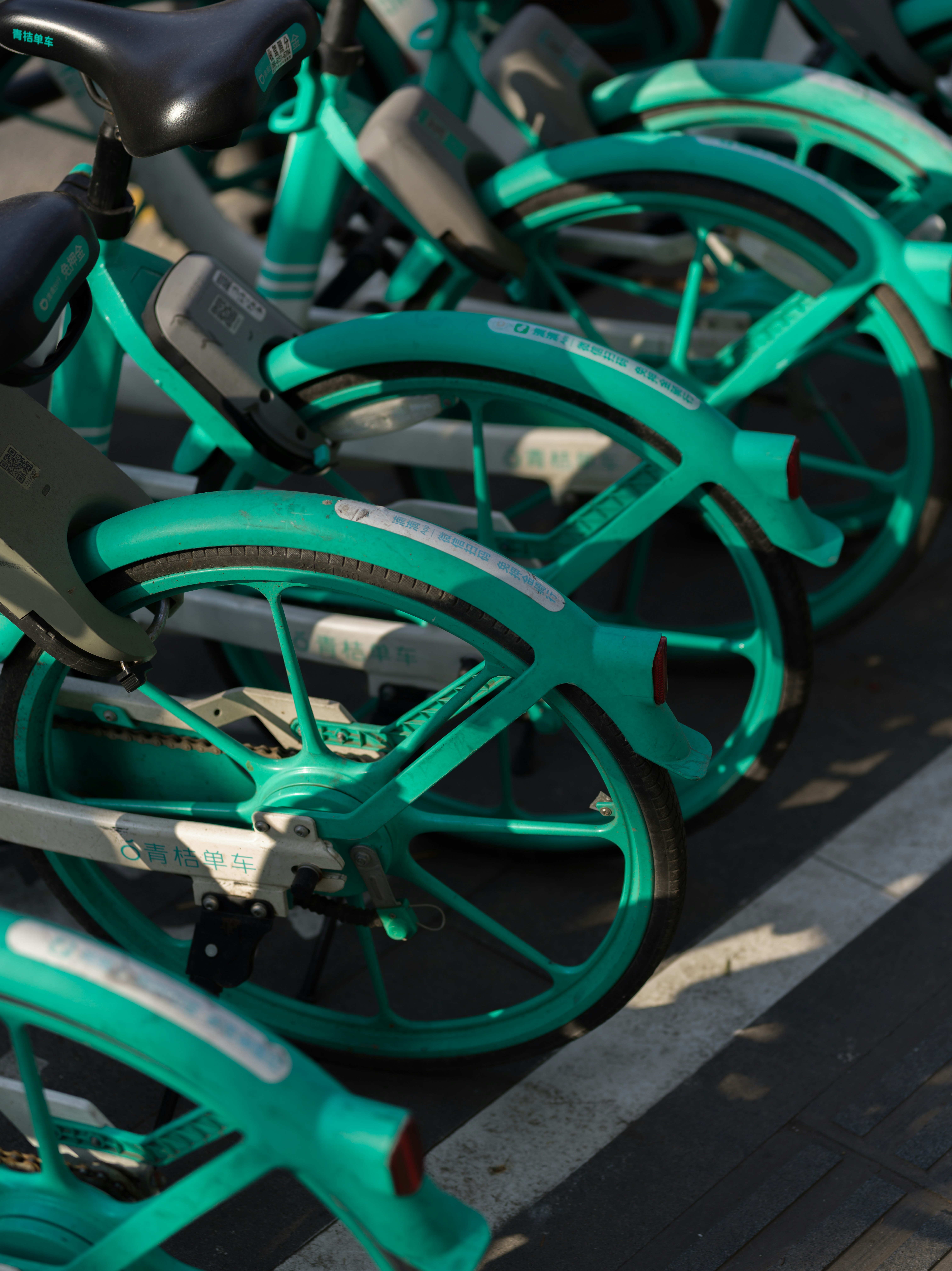 Green bicycle wheel on gray concrete floor photo – Free China Image on ...