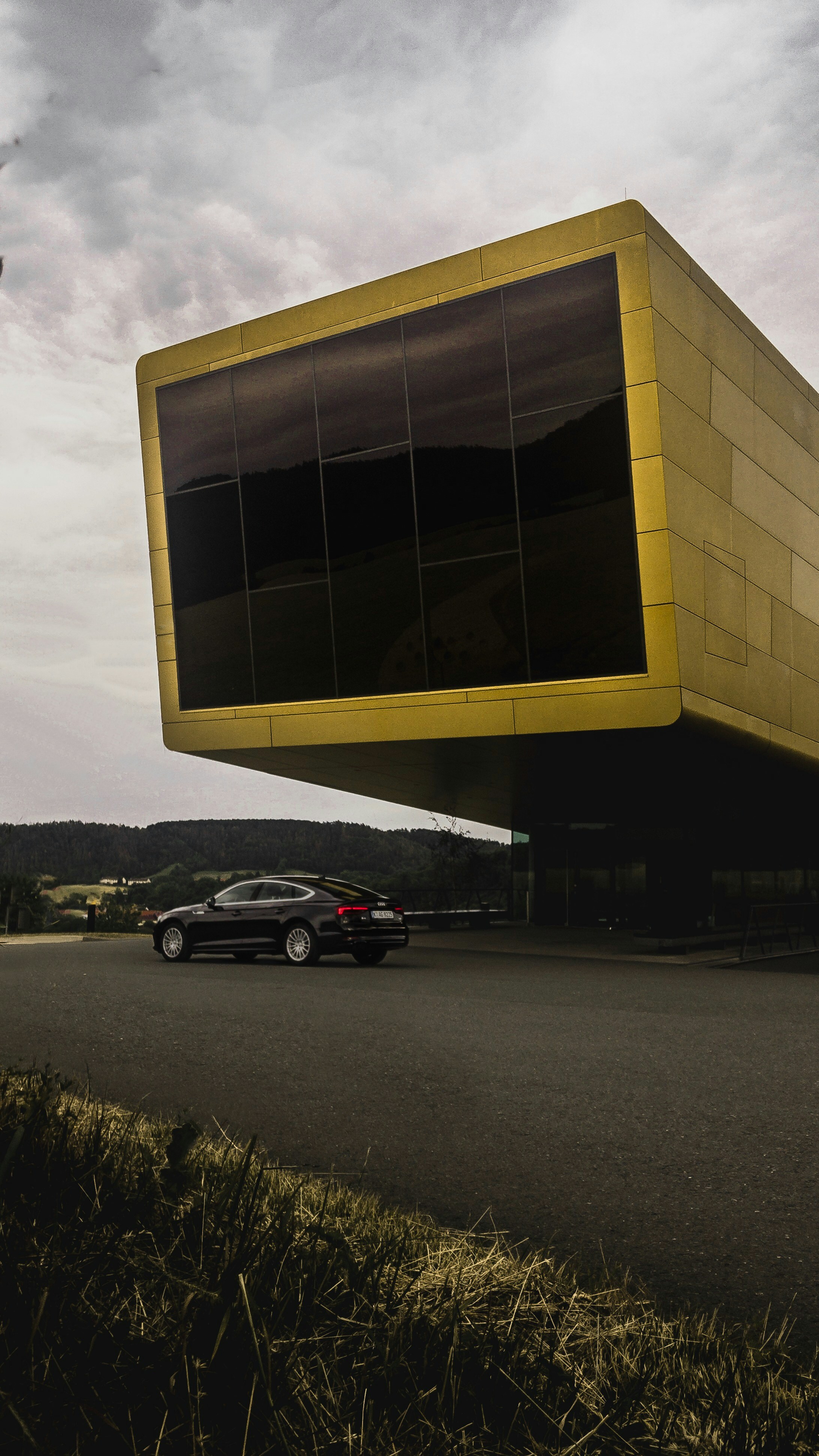 Golden Facade and Asphalt Journey