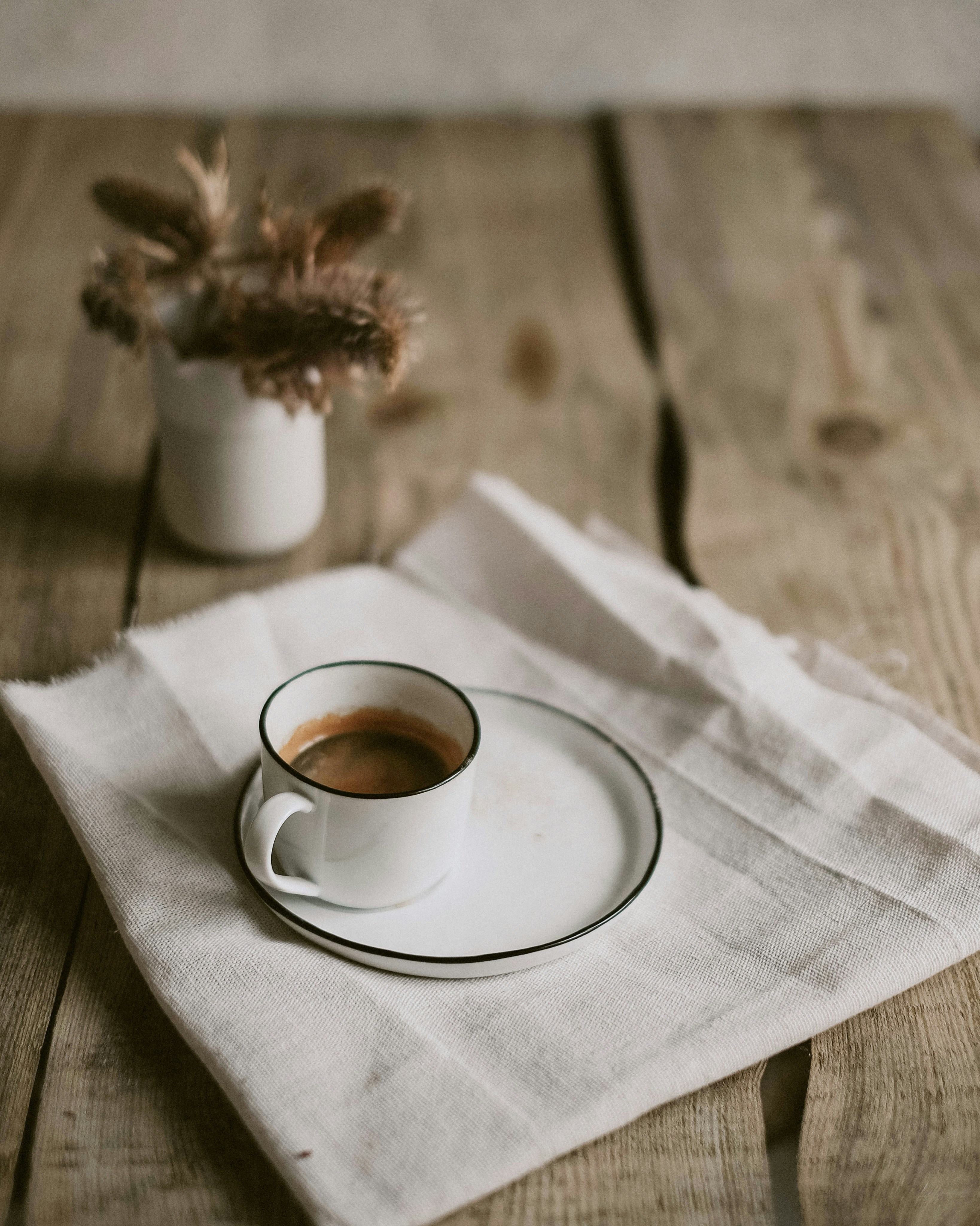 Whisper of Morning Coffee on Weathered Wood