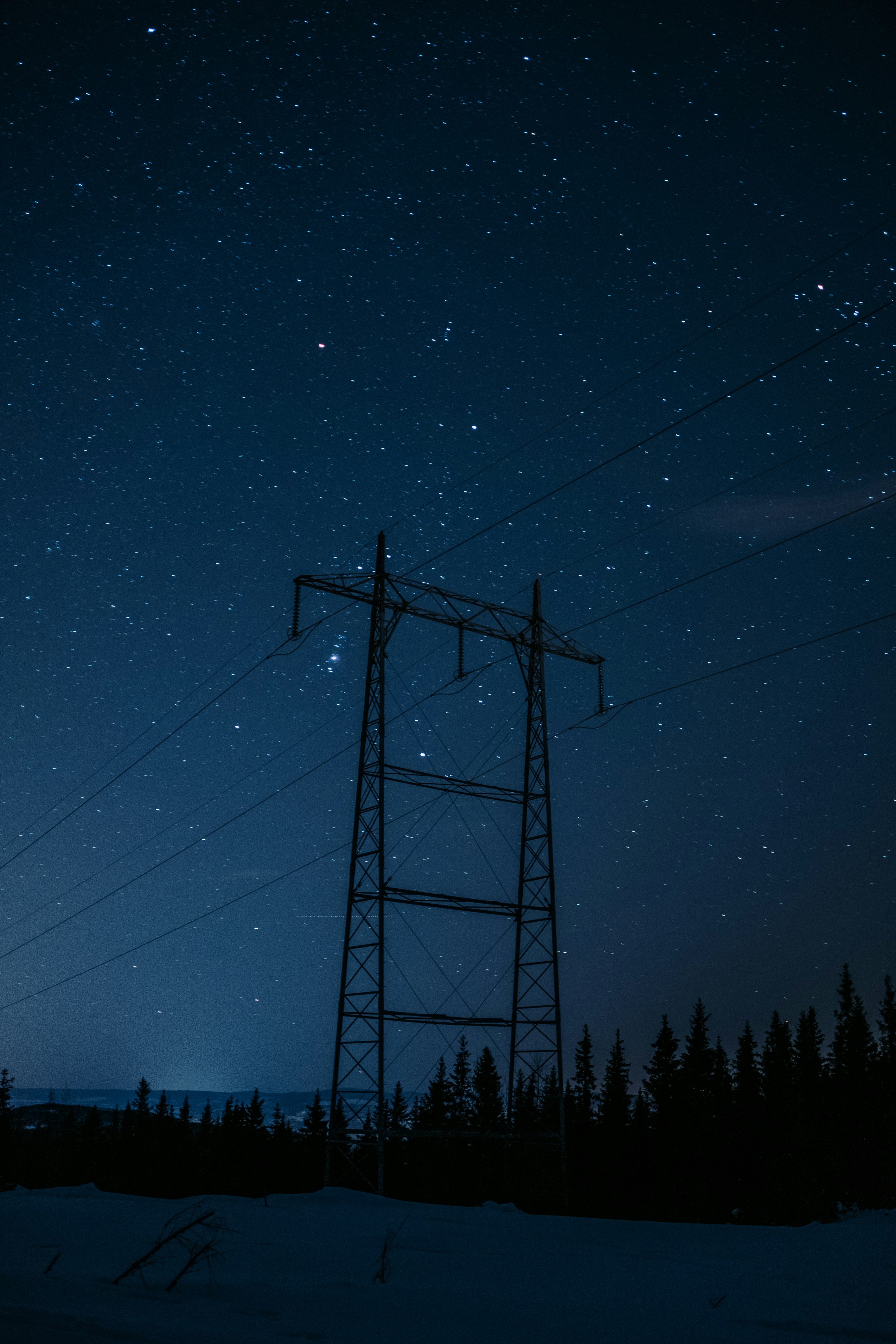 Starry Silence Beneath the Power Tower