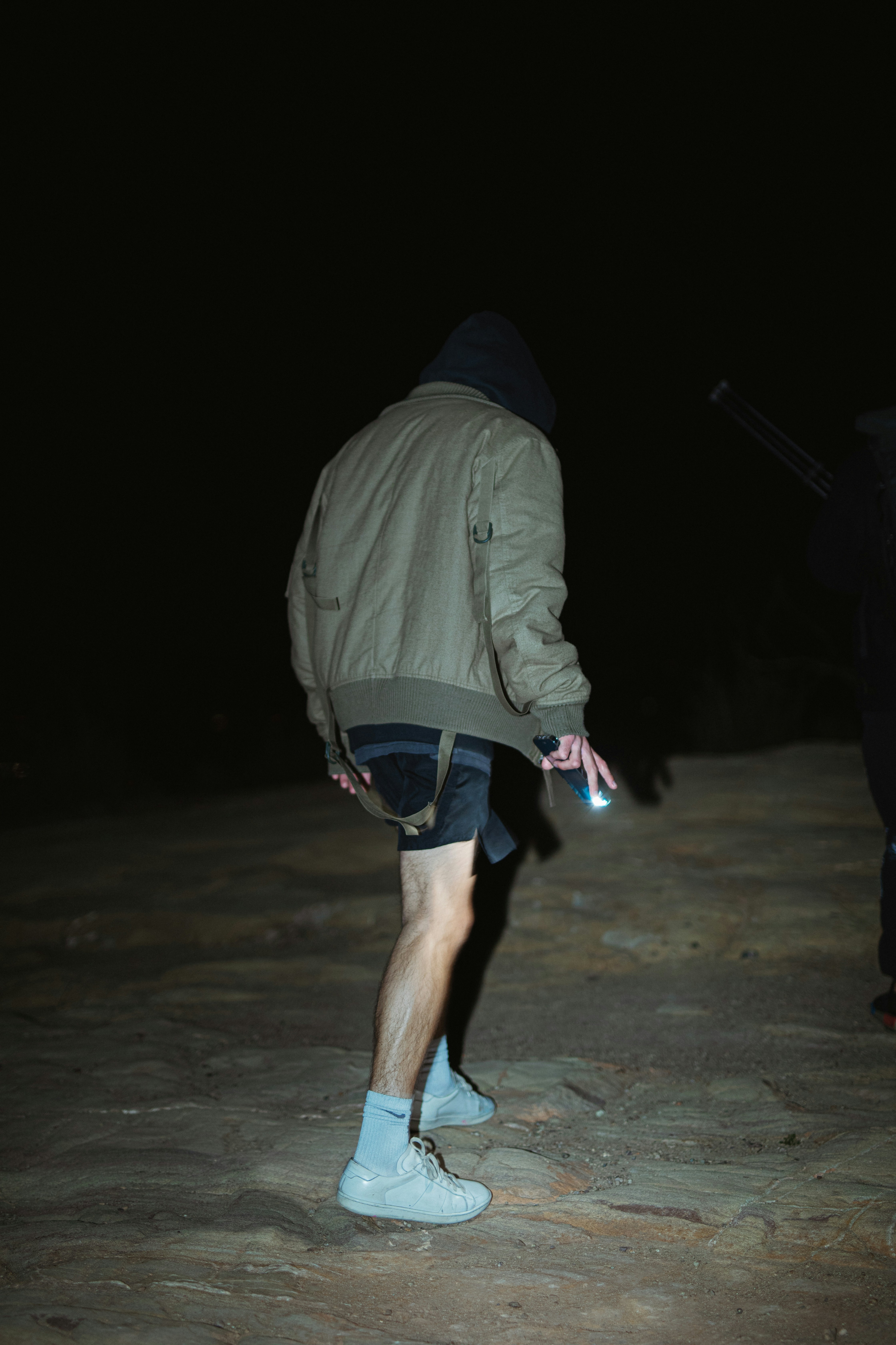 Midnight Stroll: The Shadowed Explorer with a Glint