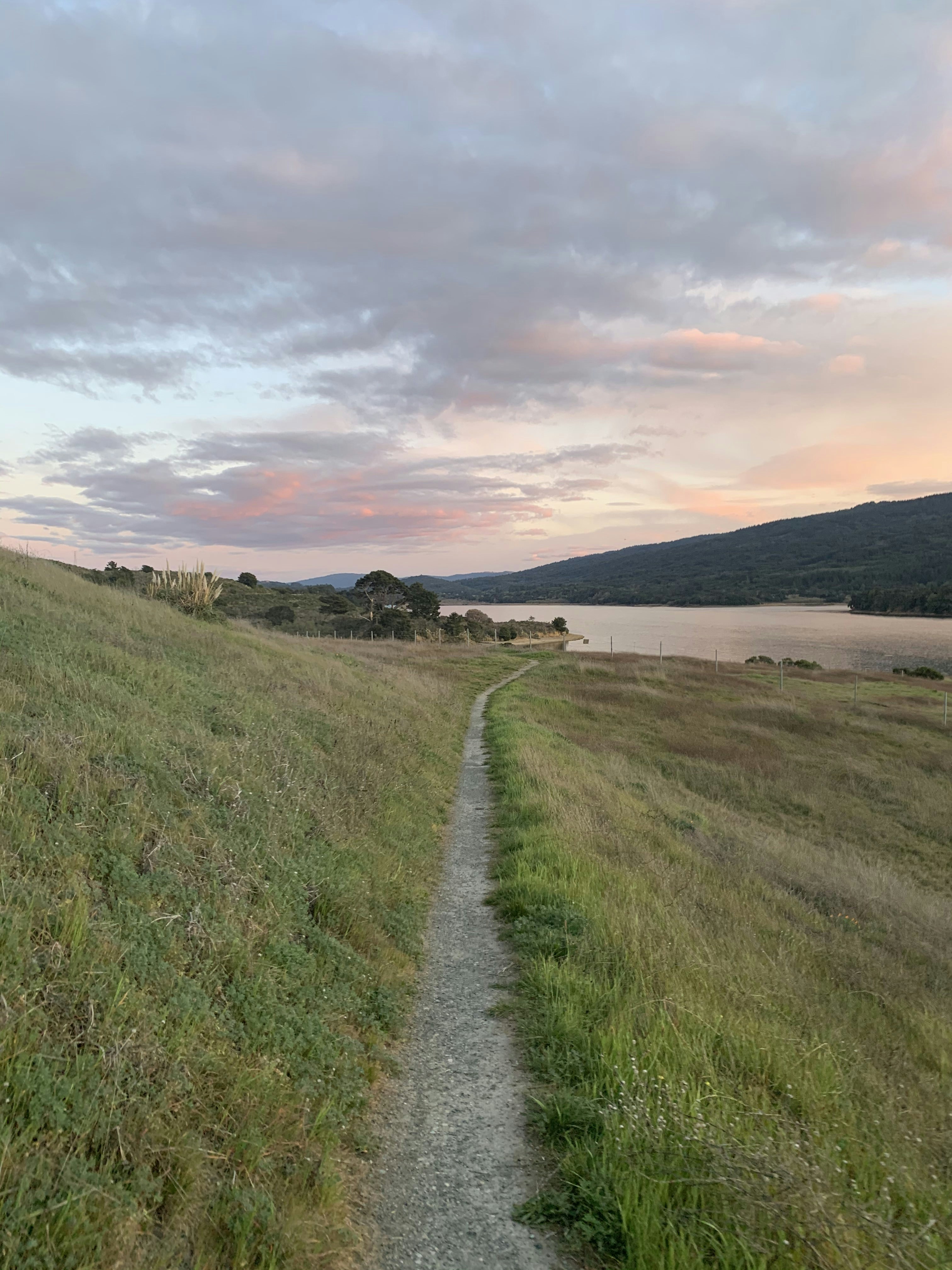 Rosy Ridge Path to the Lake at Sunset