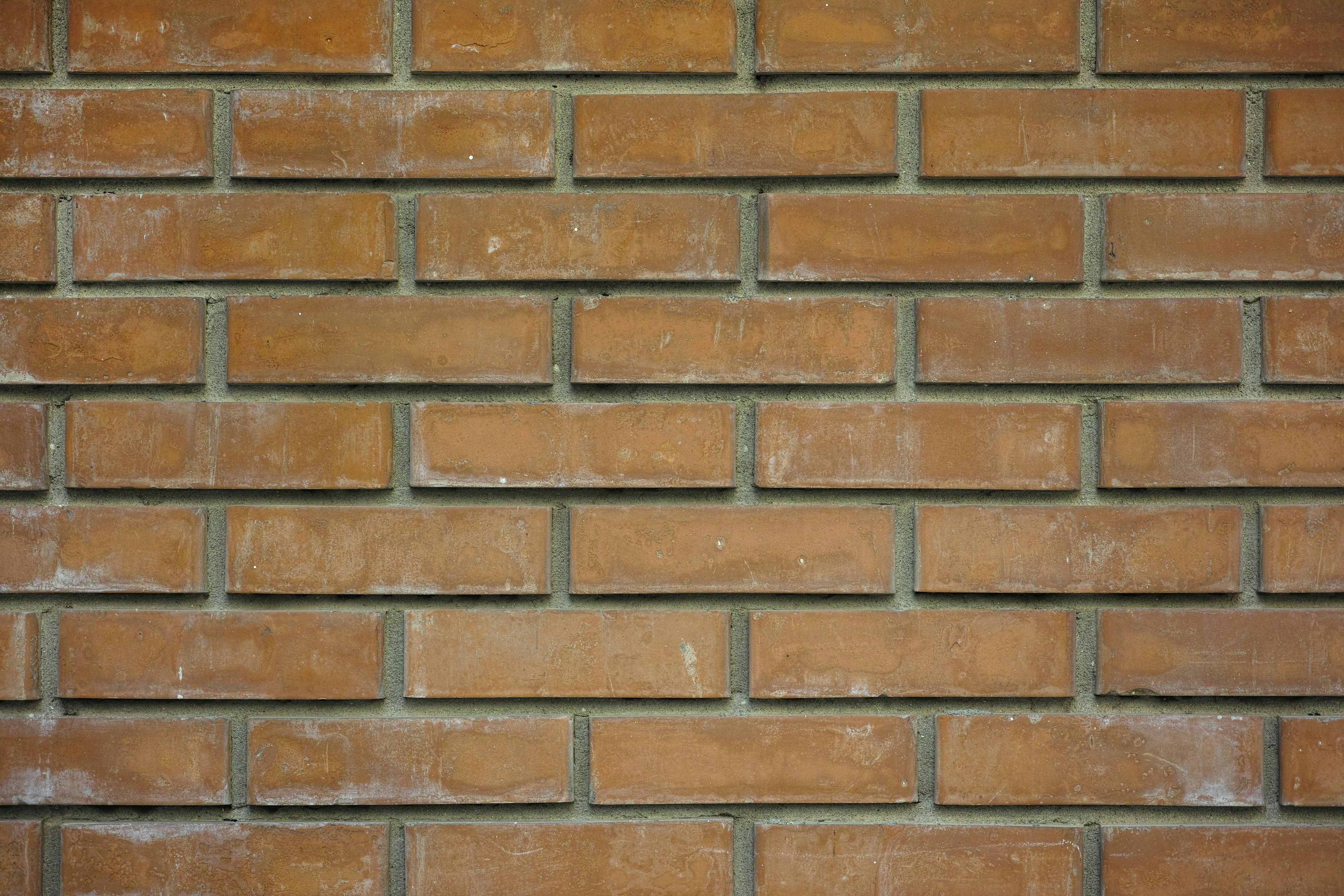 Close-up of a brick wall showcasing a uniform pattern of warm, earthy hues and subtle texture variations.