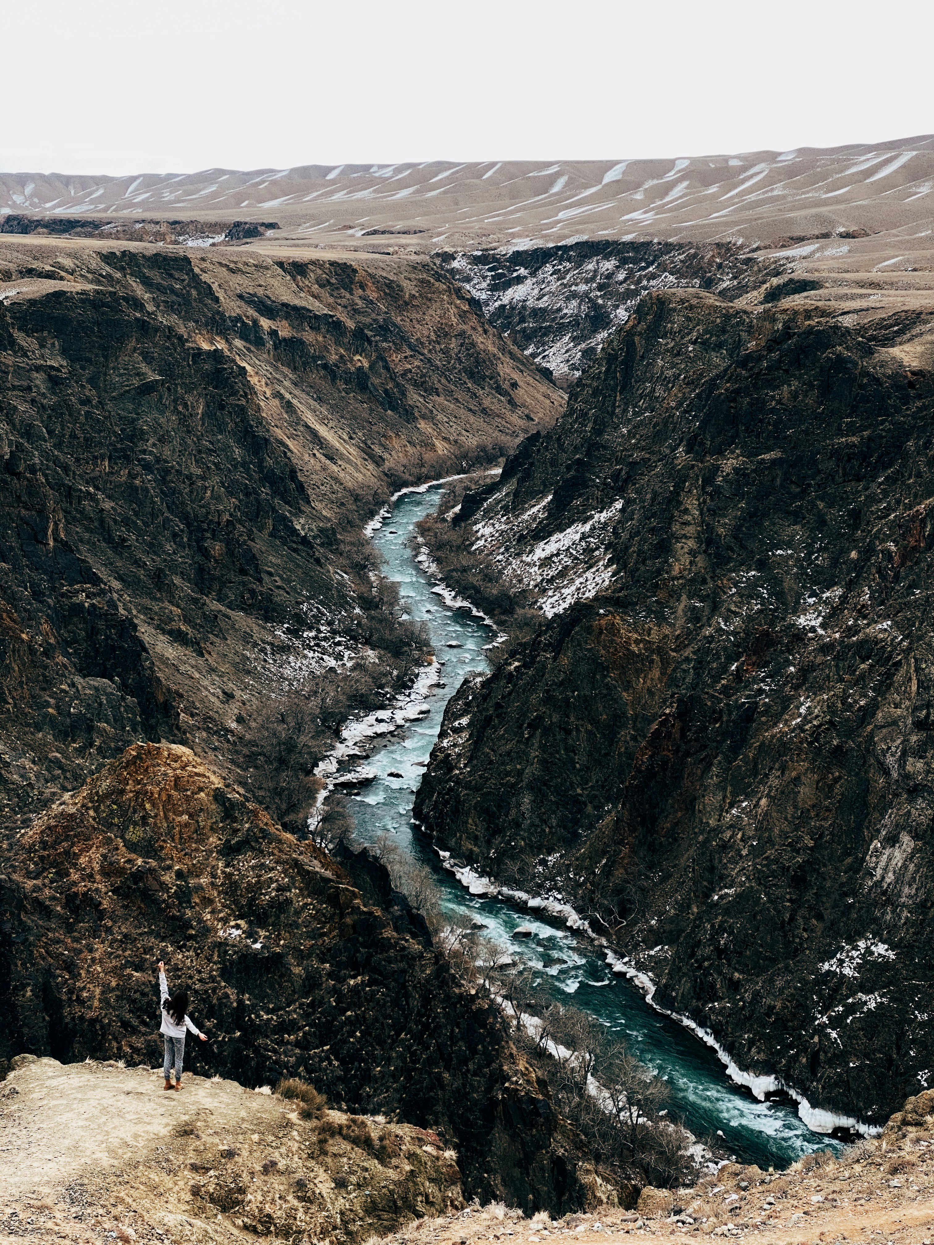 Aerial view of river between mountains during daytime photo – Free Land ...