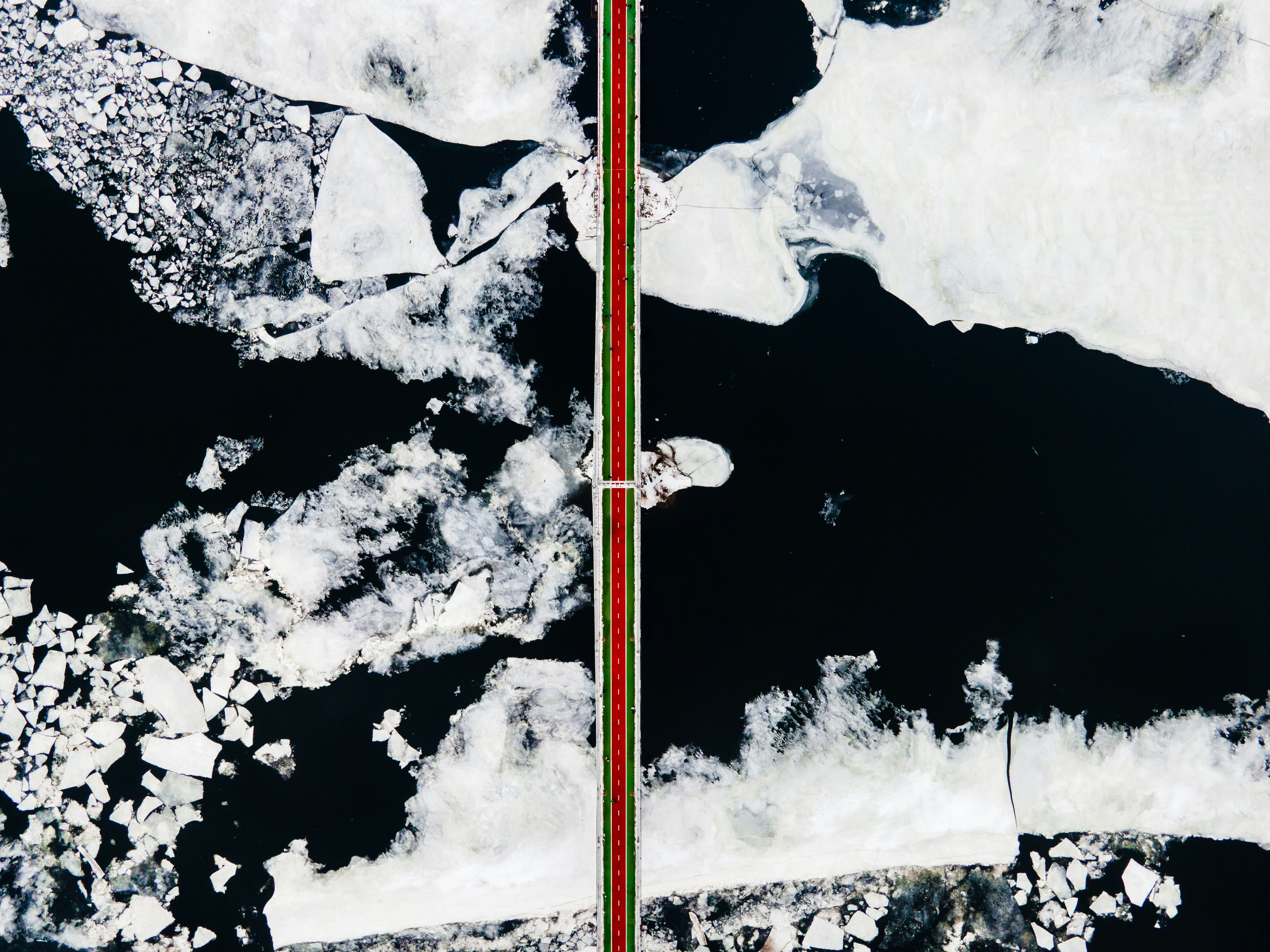Ice-Edge Corridor: Aerial Portrait of a Narrow Frozen Channel