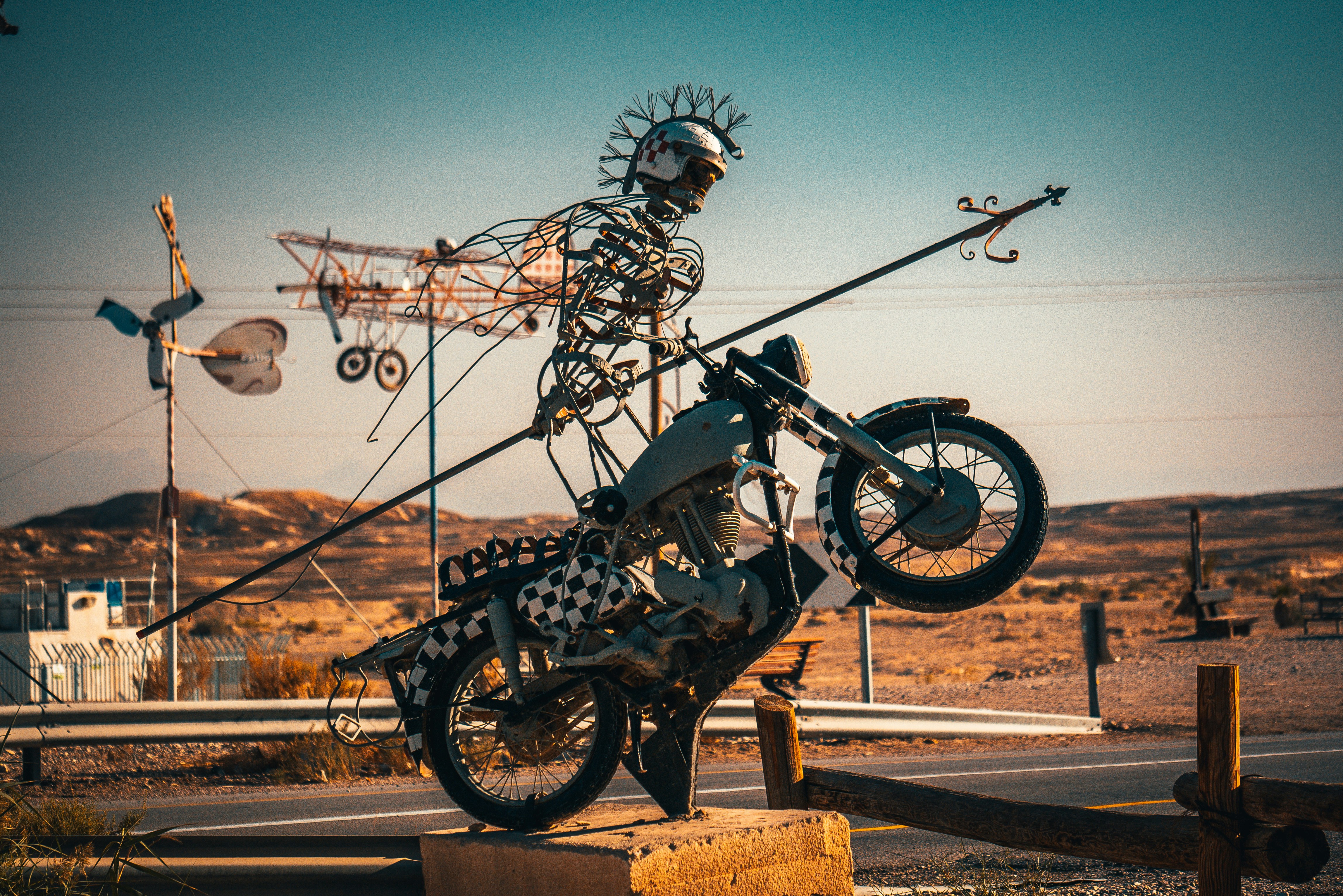 Wheelie of Bones: A Desert Skeleton Rides the Dune-Breaker Bike