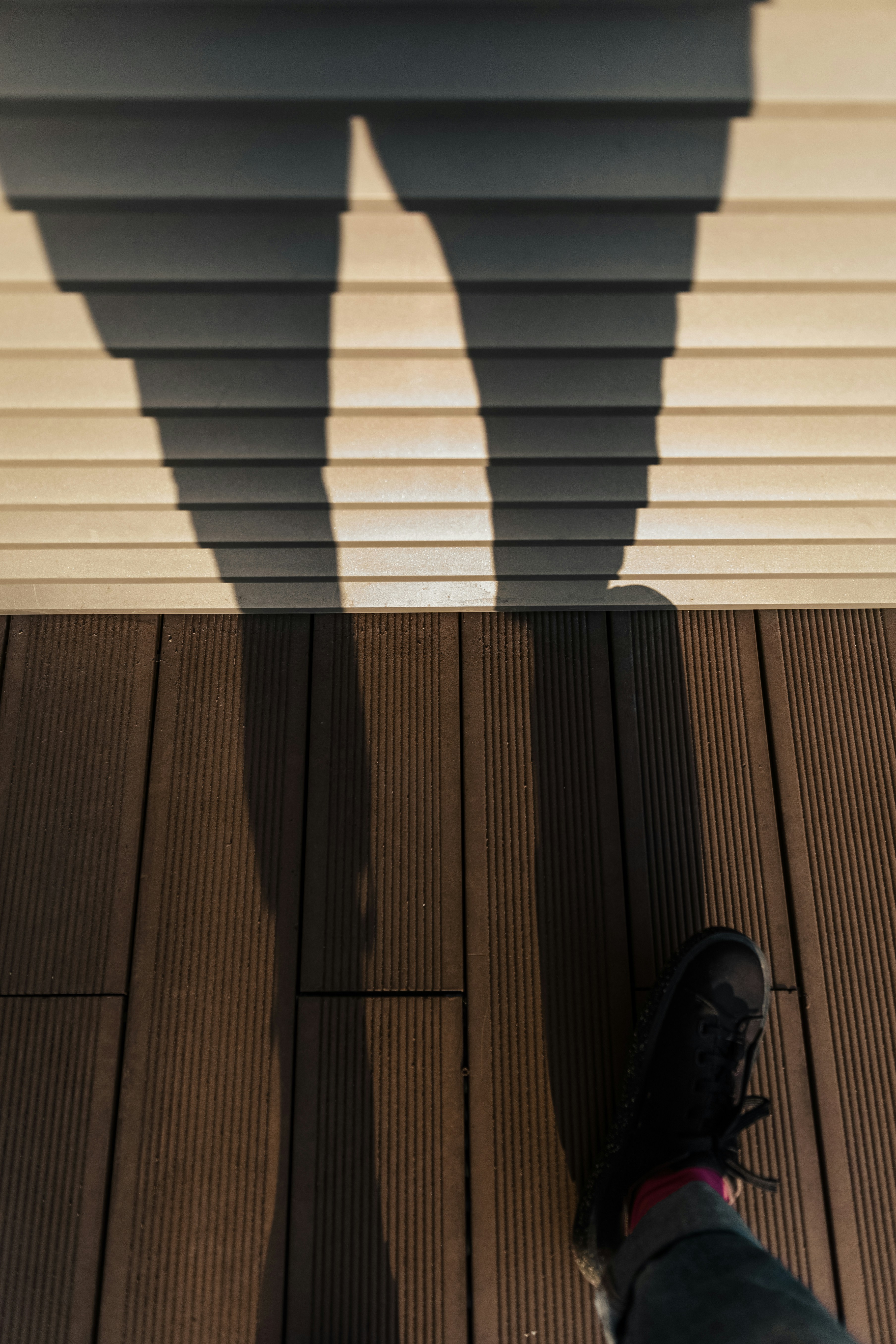 Shadow on the Deck: A Lone Boot Anchors a Silhouette