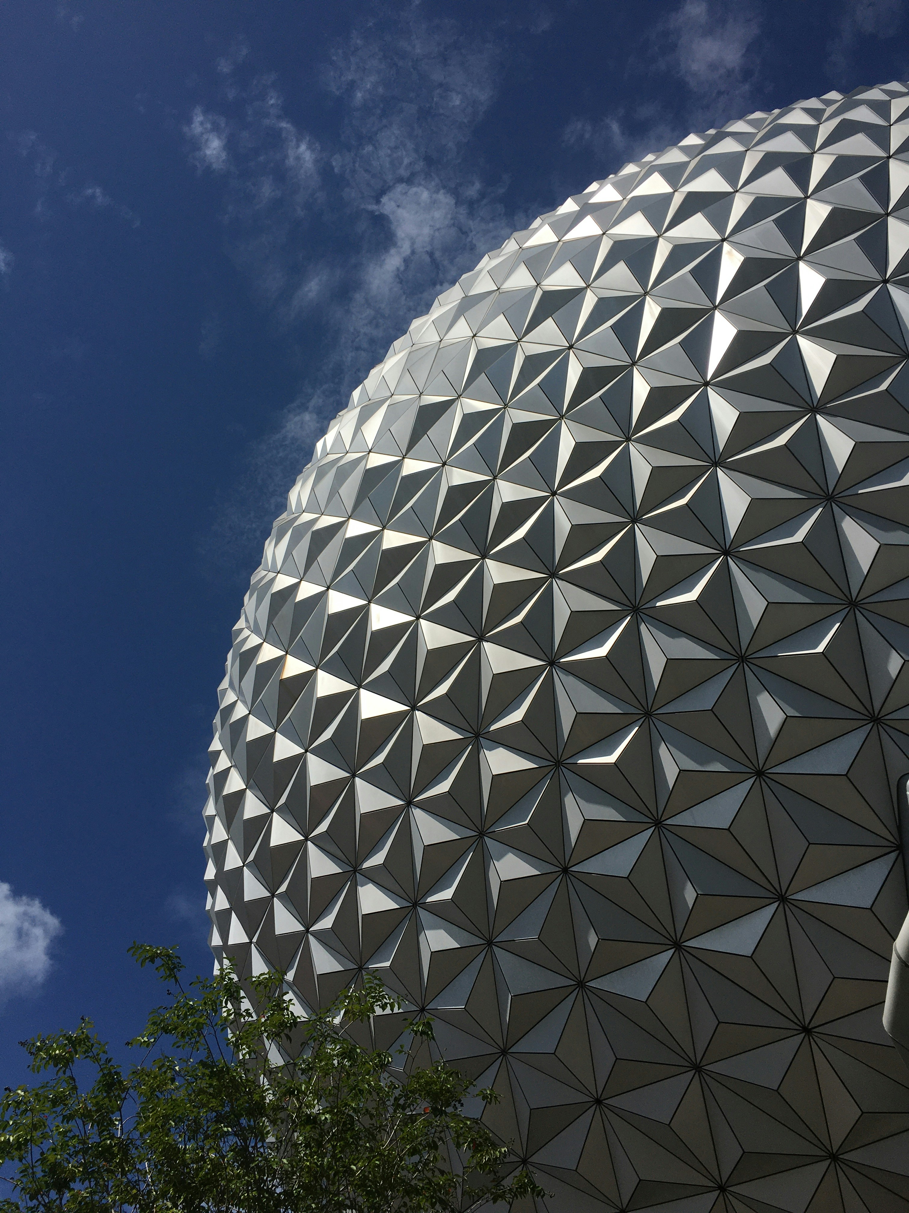 Sunny view of Spaceship Earth in Epcot