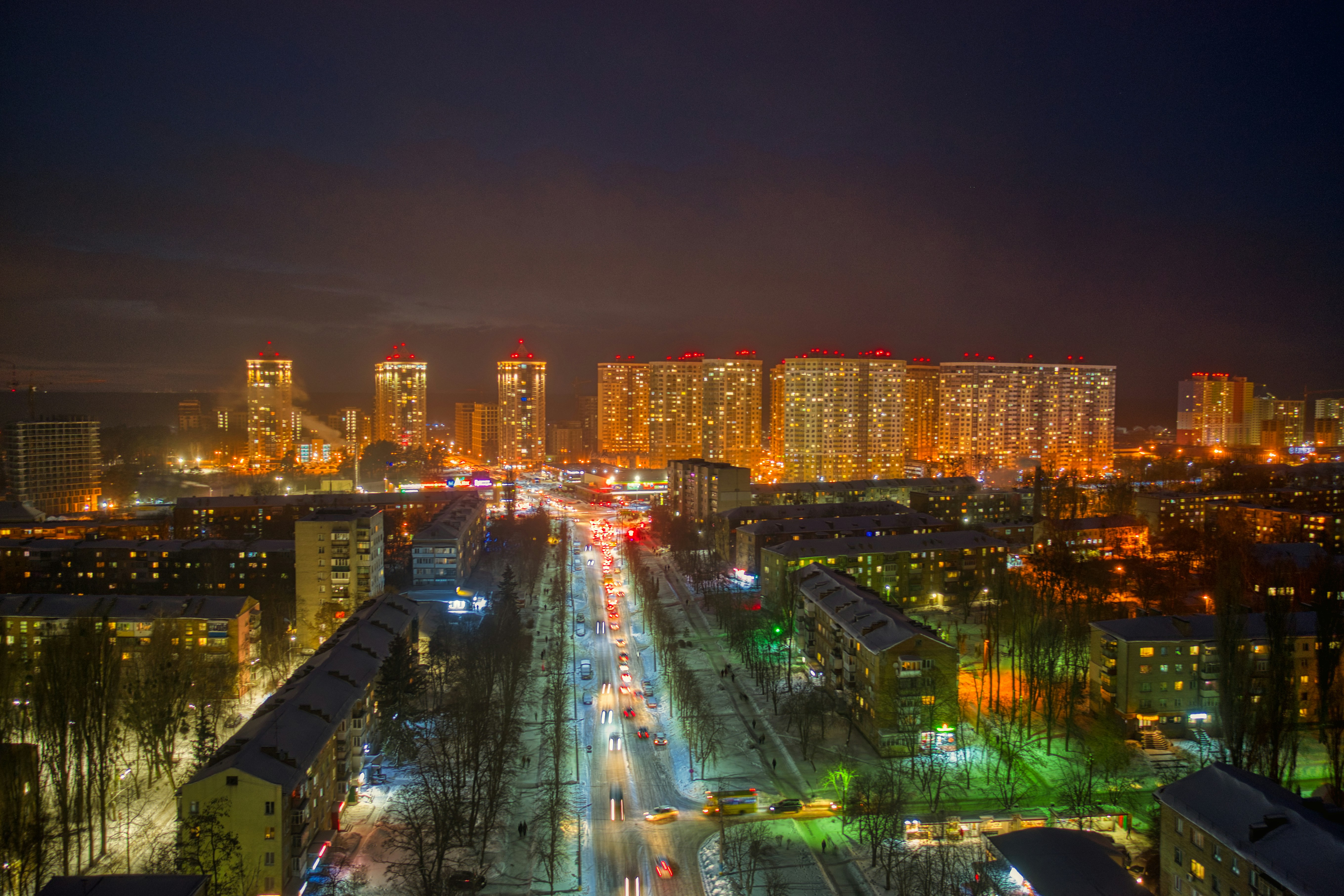 City with high rise buildings during night time photo – Free Бровари ...