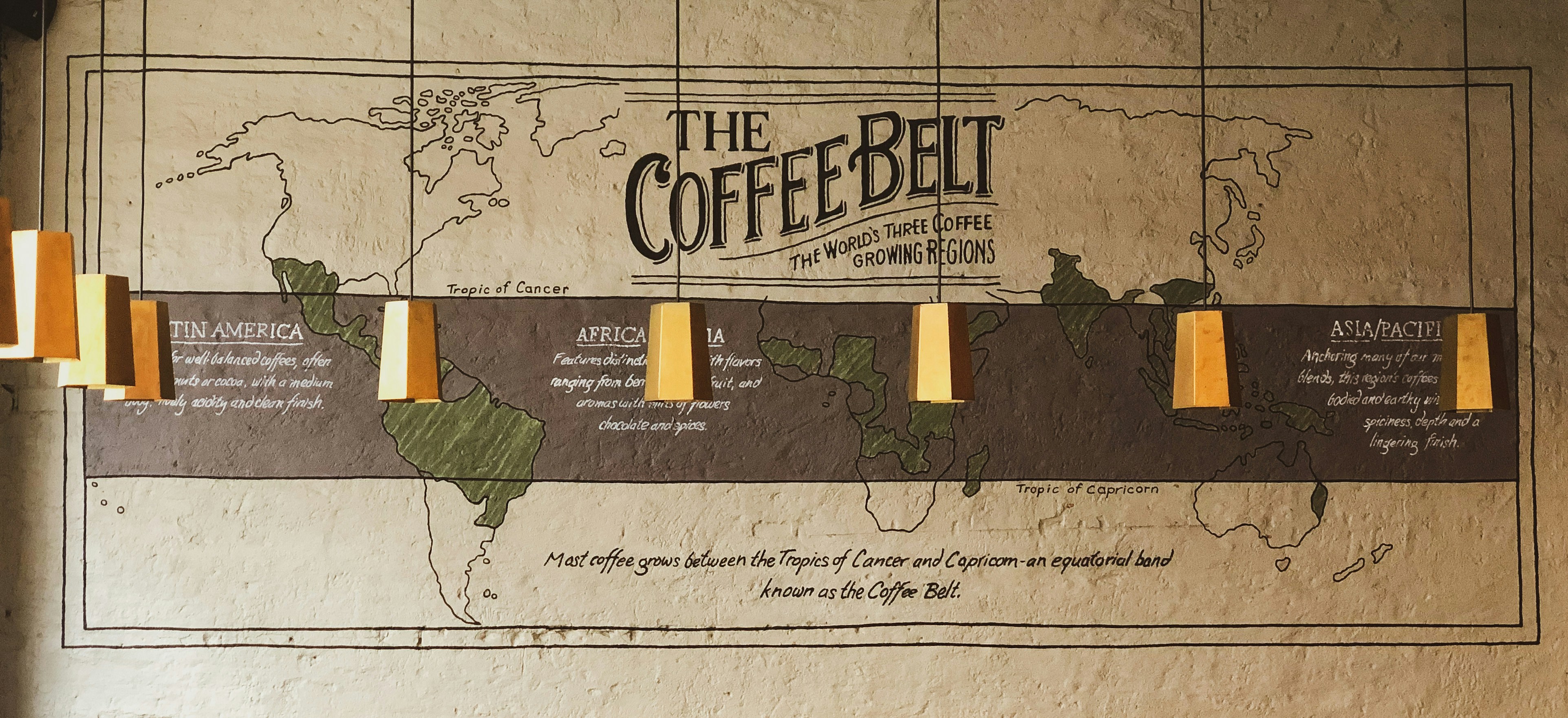 A map of the coffee belt hanging on a wall photo – Free Text Image on ...