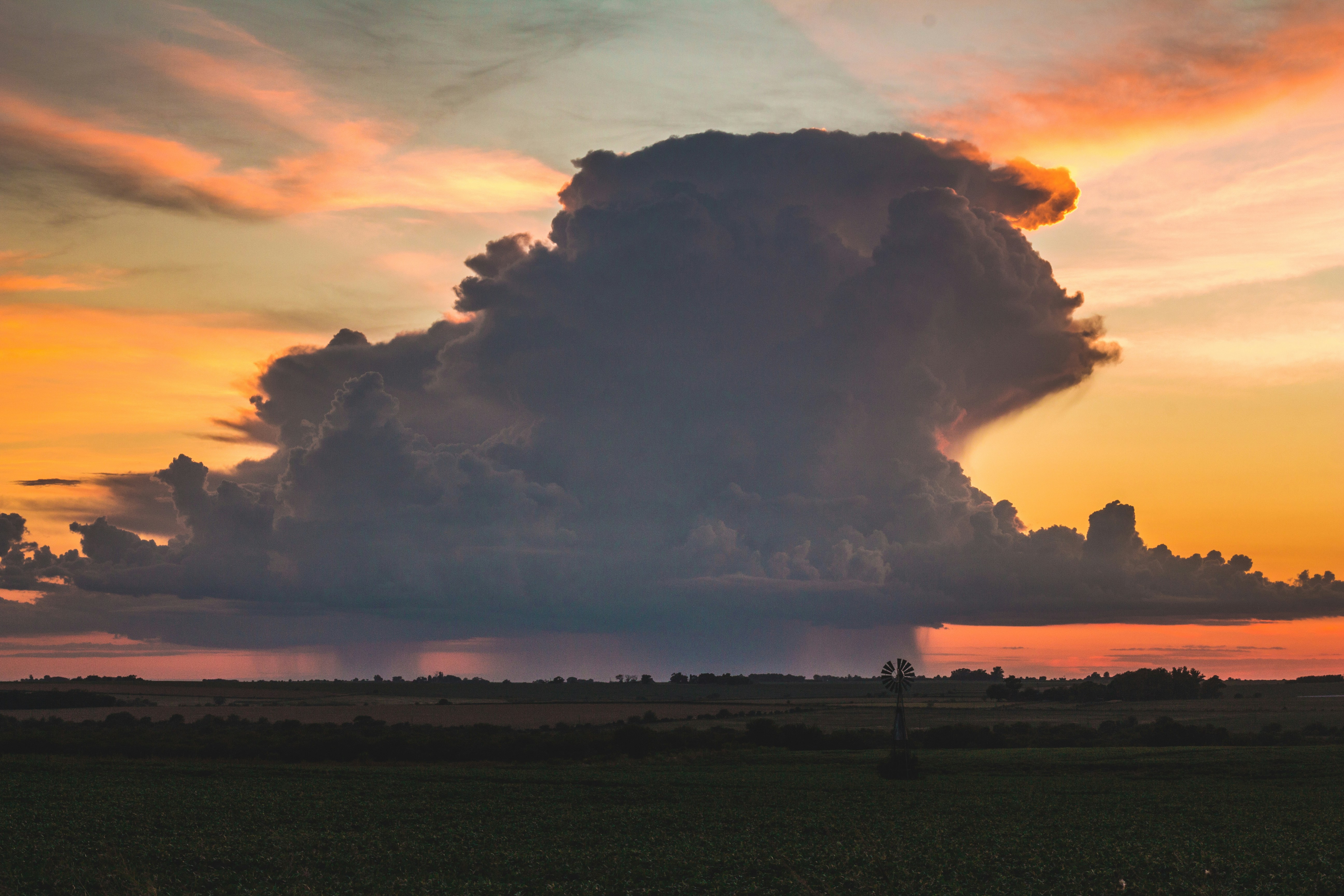 Cumulonimbus Crown at Sunset Over the Prairie