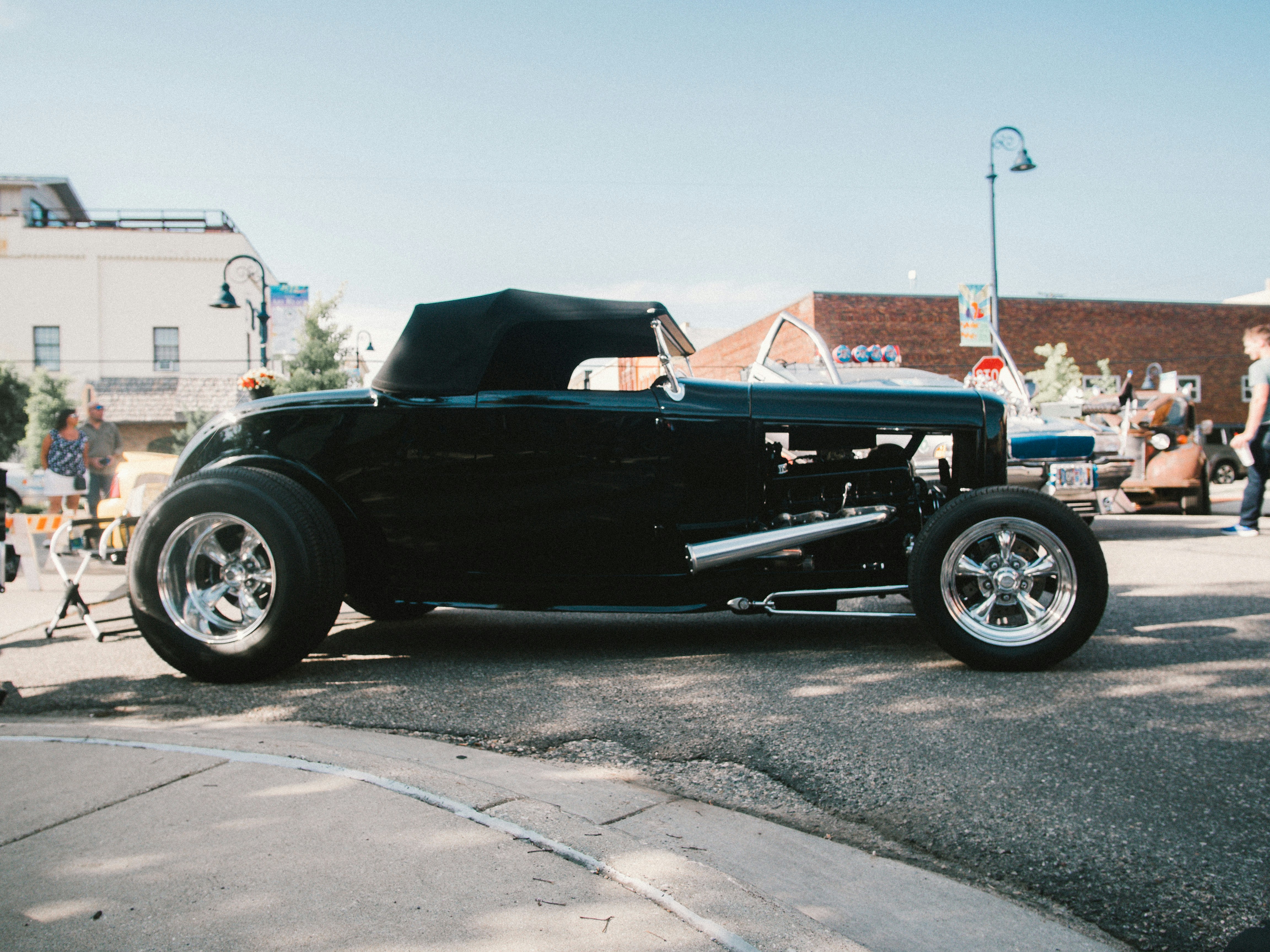 Noir Convertible Hot Rod at a Quiet Street Car Show