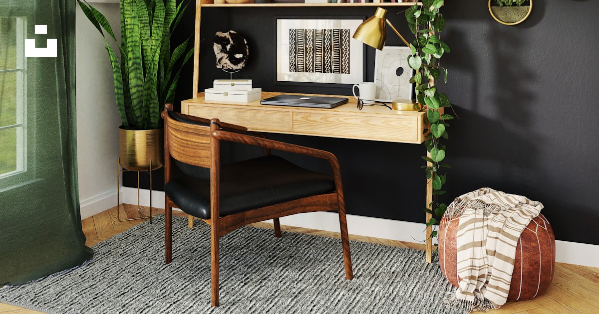 Ordinateur Portable Argenté Sur Table En Bois Marron Photo Image