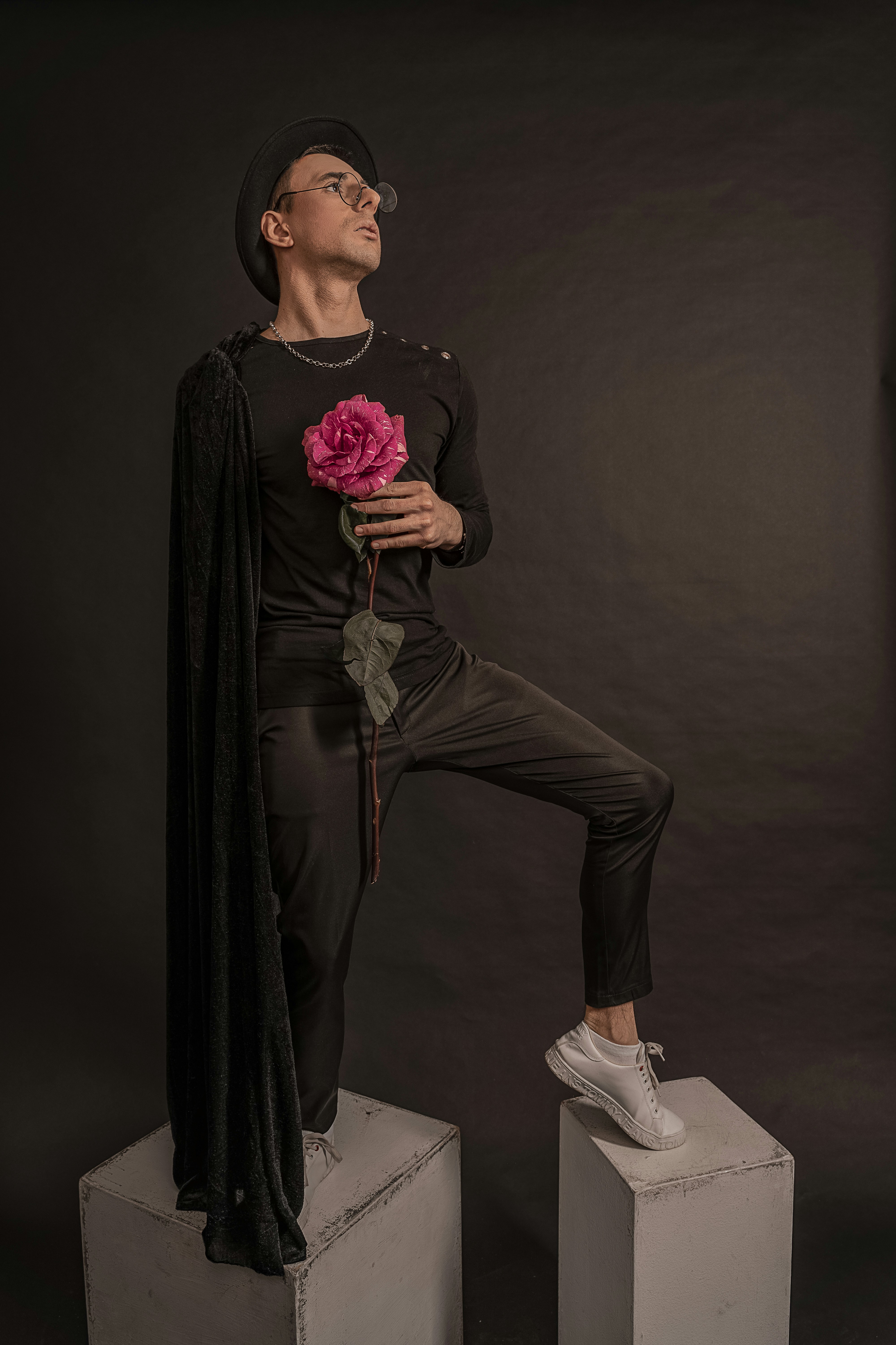 Pink Rose in Black Velvet: A Studio Moment of Quiet Drama