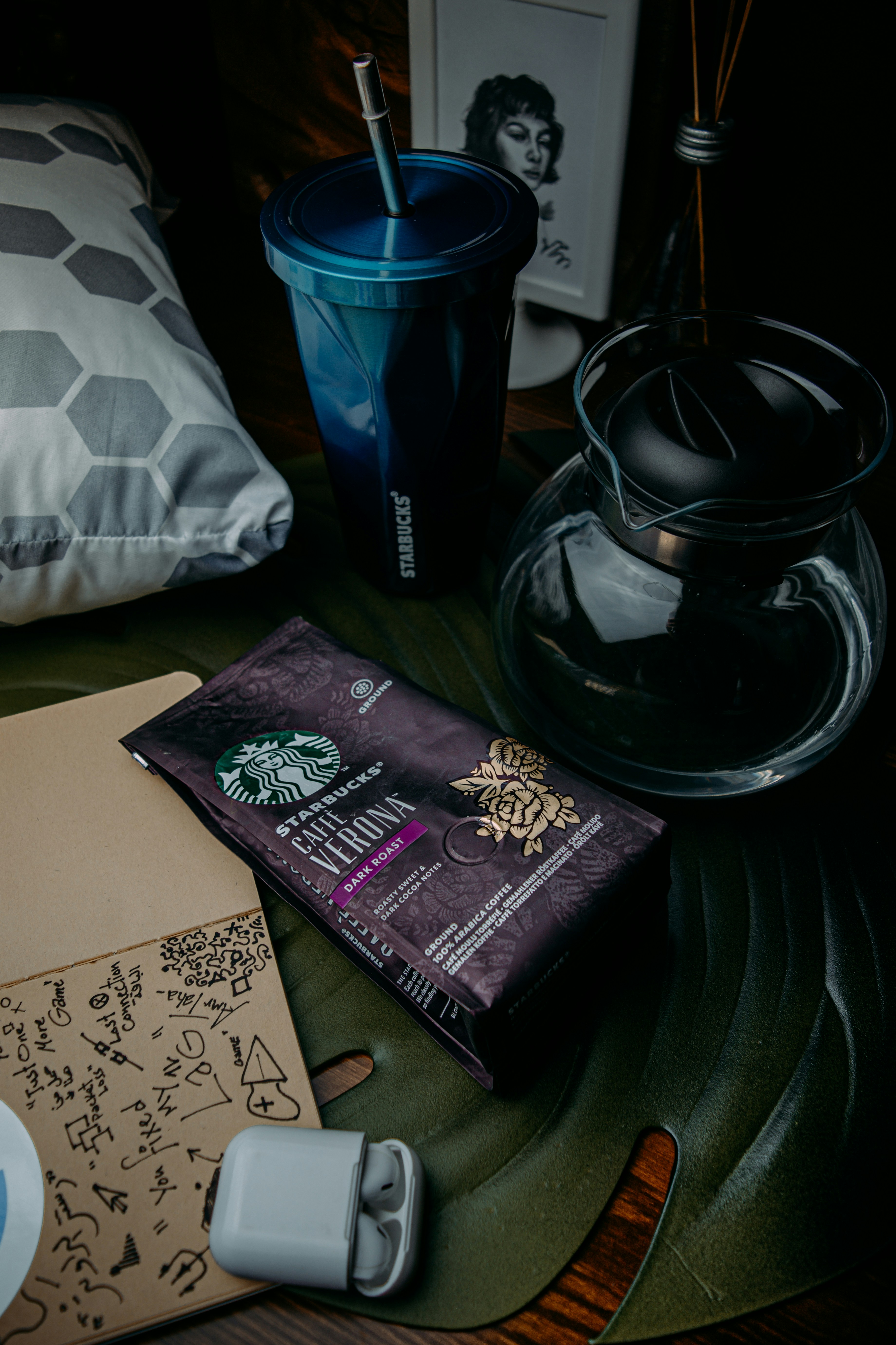 Midnight Ritual: A Coffee Break Scene with Starry Packaging