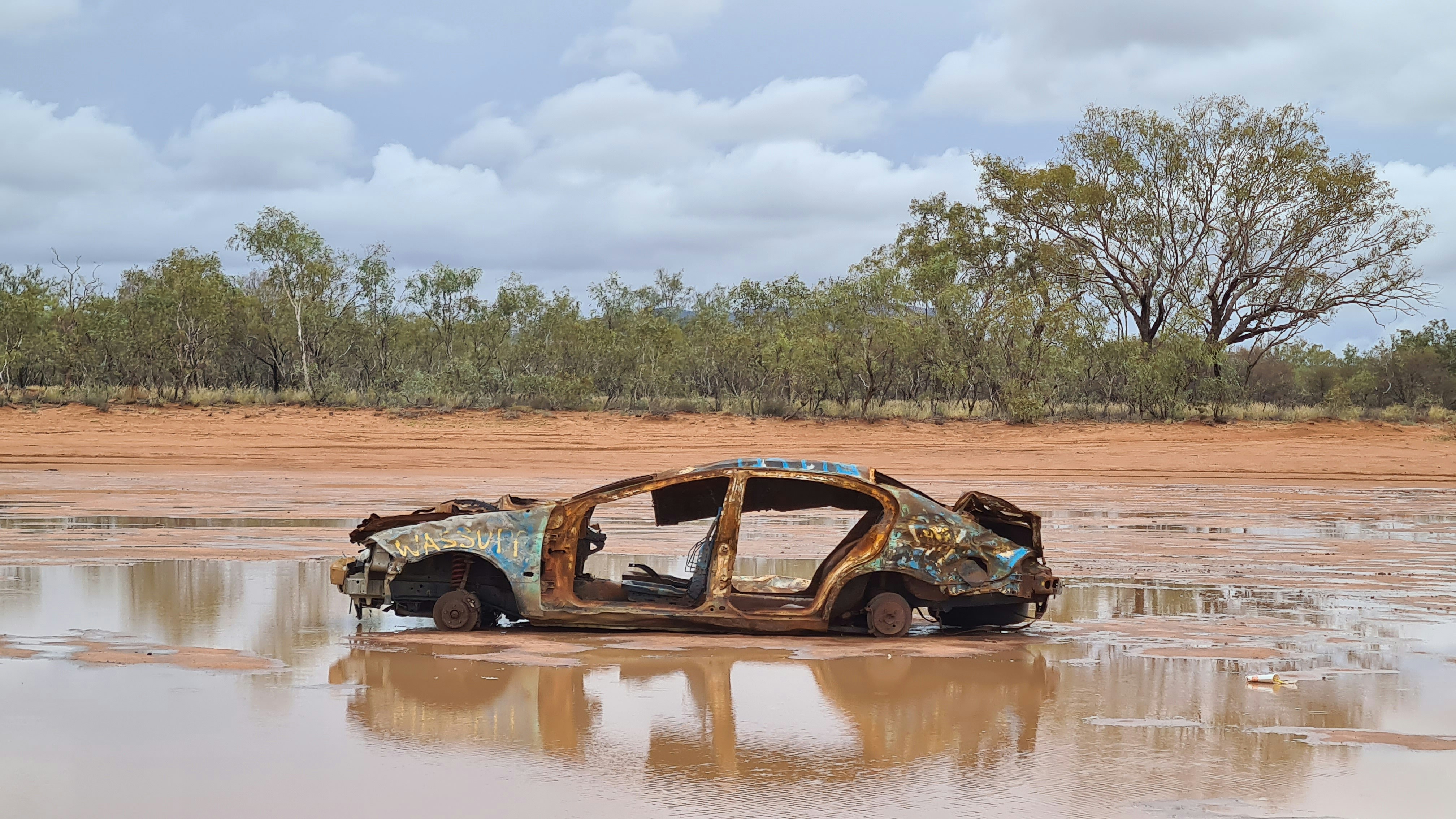 Car wreck abandoned in clay pits