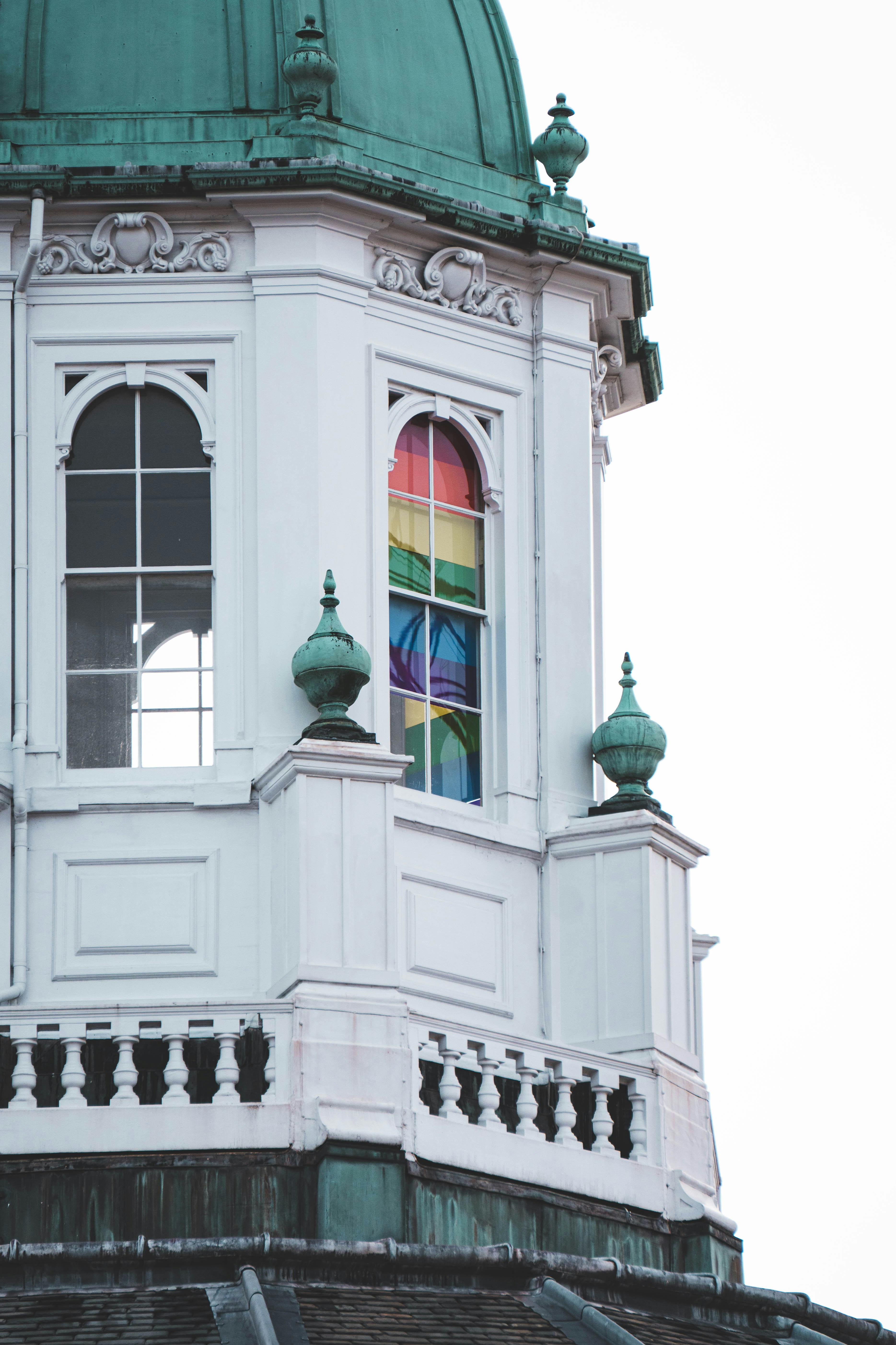 Rainbow-windowed tower: a corner of elegance