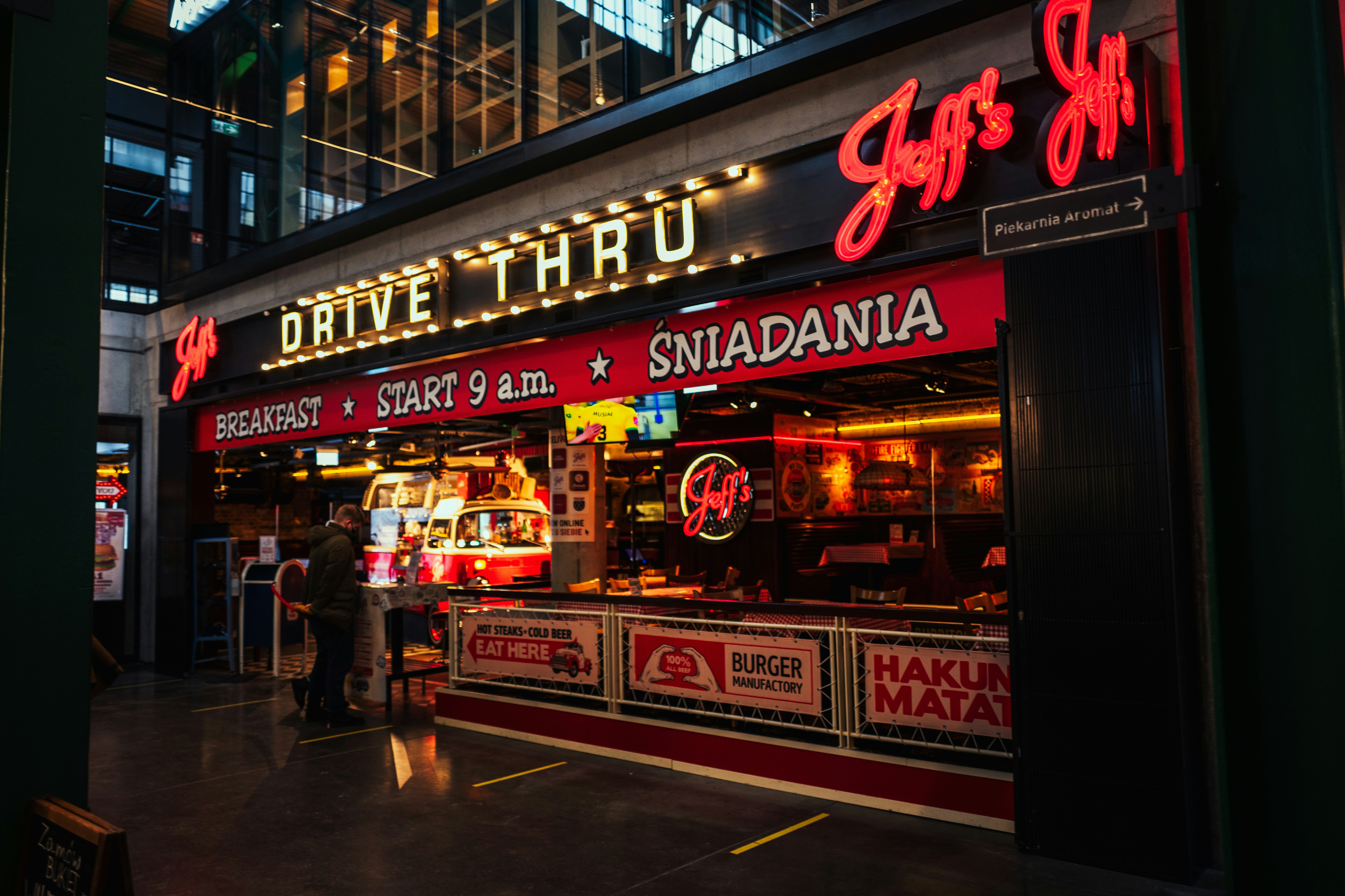 Neon Drive-Thru at Night: A Diner's Glow on the Street