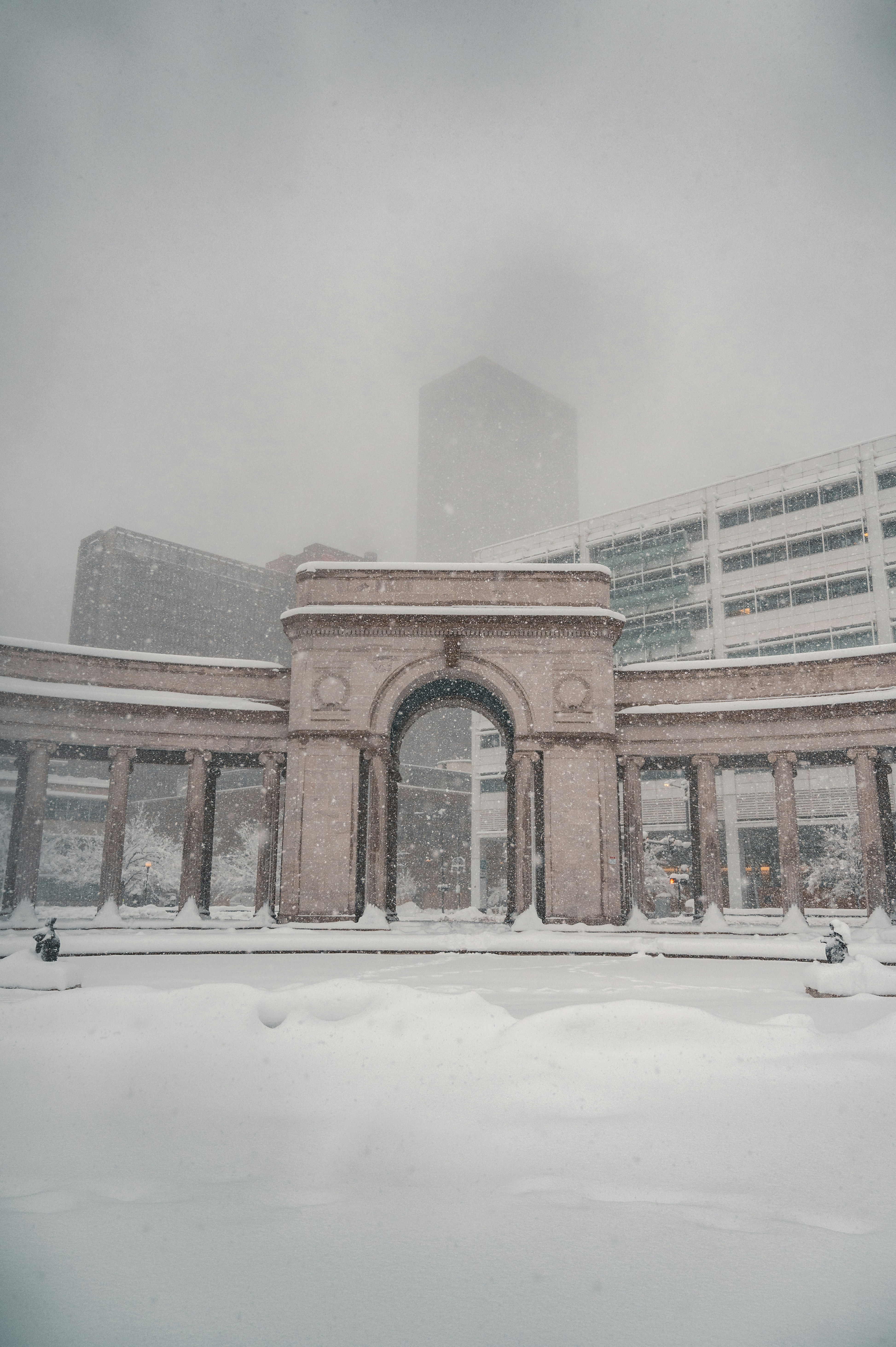Snow Veil over the City Arch Gate