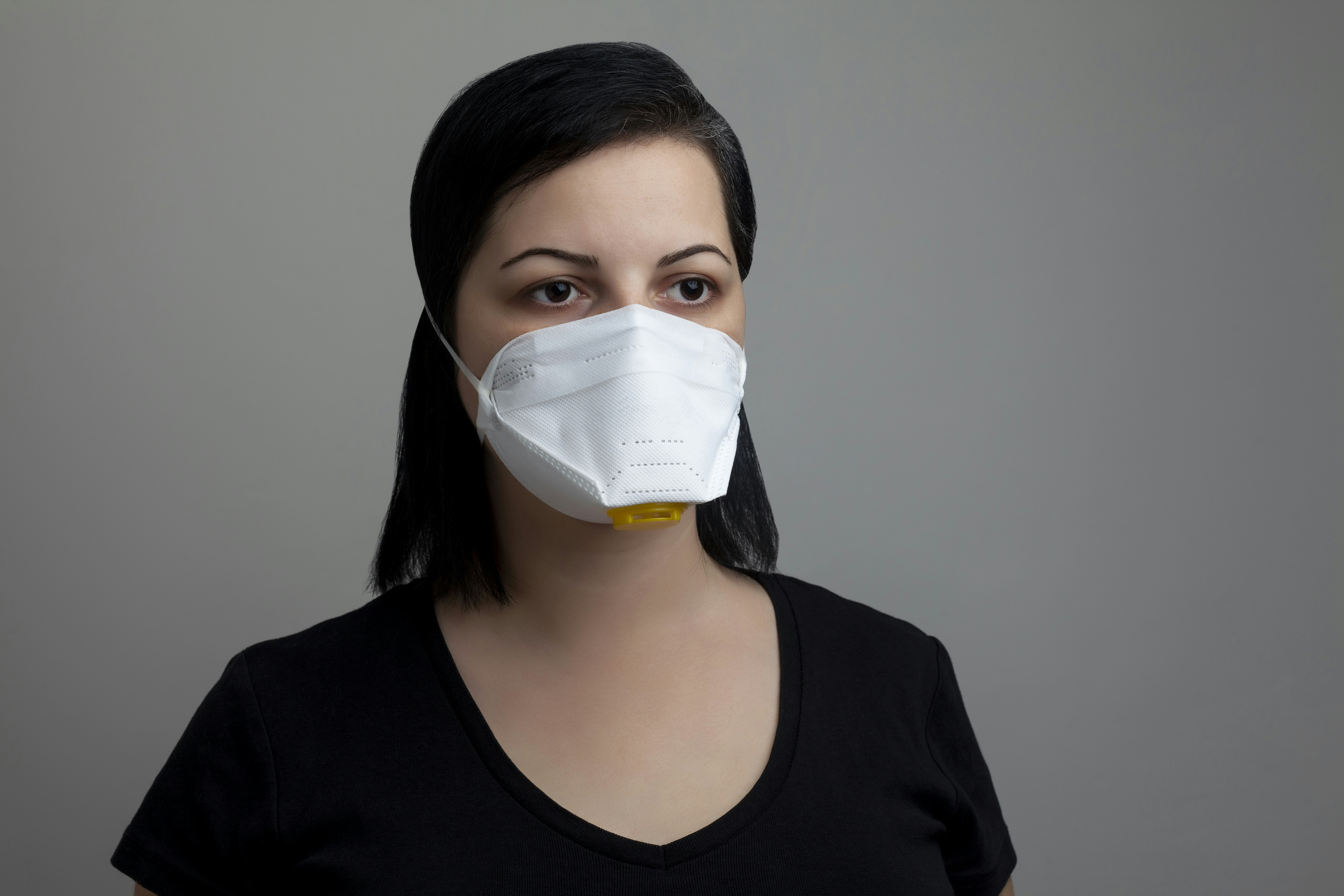 Woman in black scoop neck shirt with white face mask photo – Free Covid ...