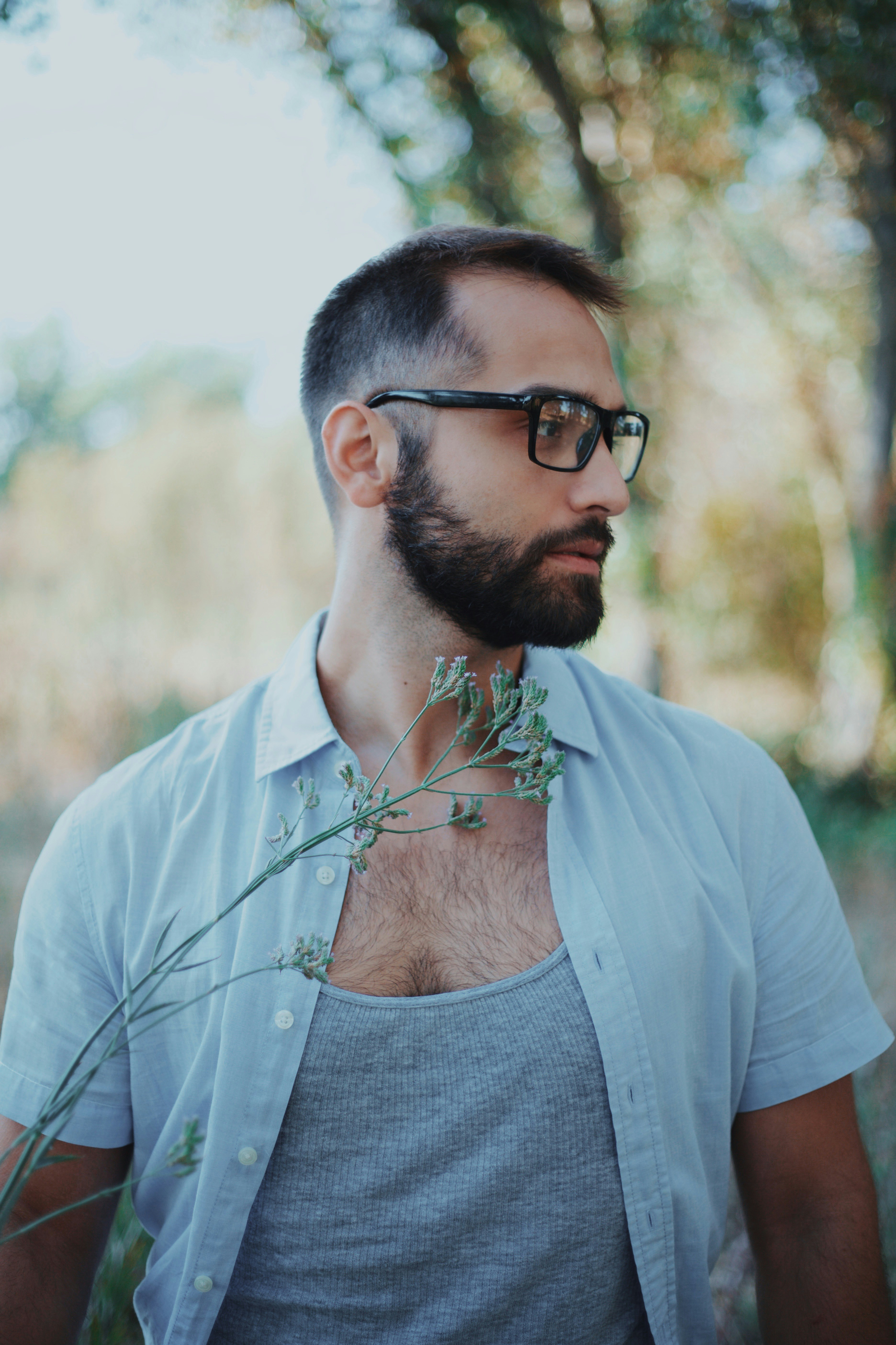 Bearded Stillness: Sunlit Portrait in Quiet Confidence
